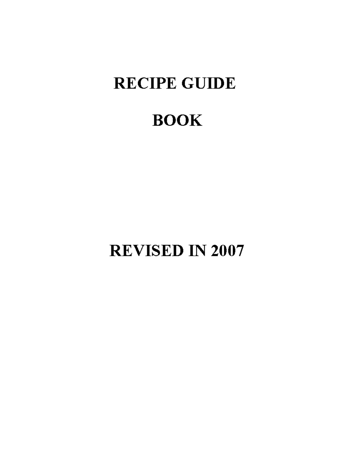 Complete kichen Recipe - RECIPE GUIDE BOOK REVISED IN 2007 DIAGRAM OF ...
