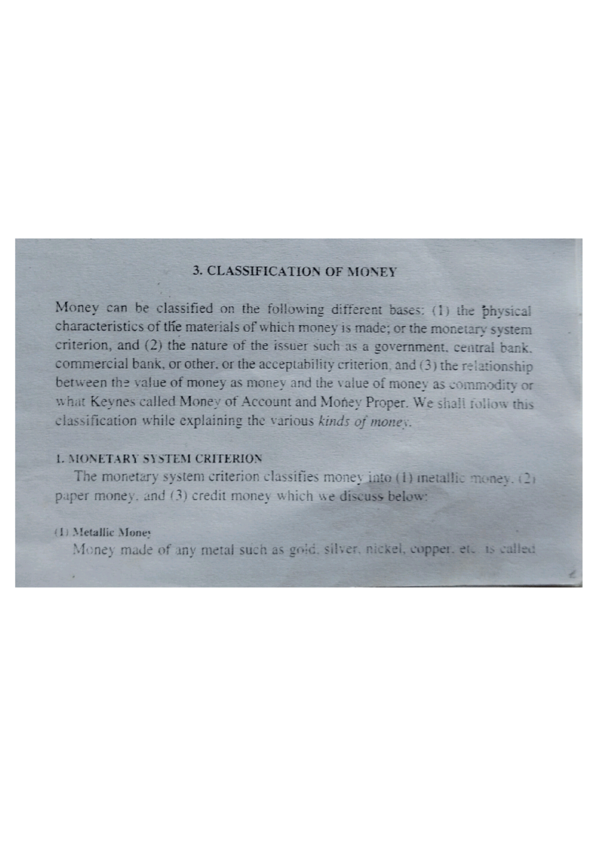 Classification of Money - Economics - Studocu
