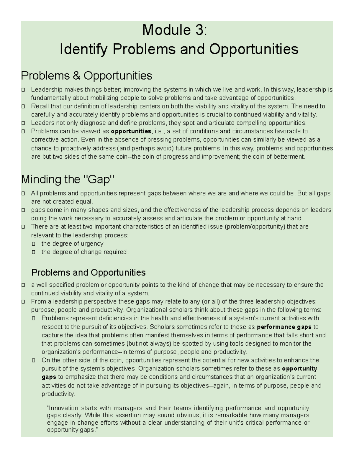 Module 3 Identify Problems and Opportunities - Module 3: Identify ...