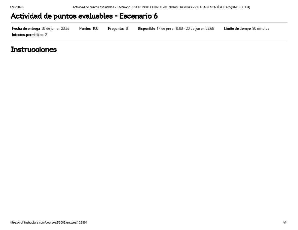 Parcial 2 - Escenario 6 Segundo Bloque- Ciencias Basicas - Virtual Estadística 2-[ Grupo B04 ...