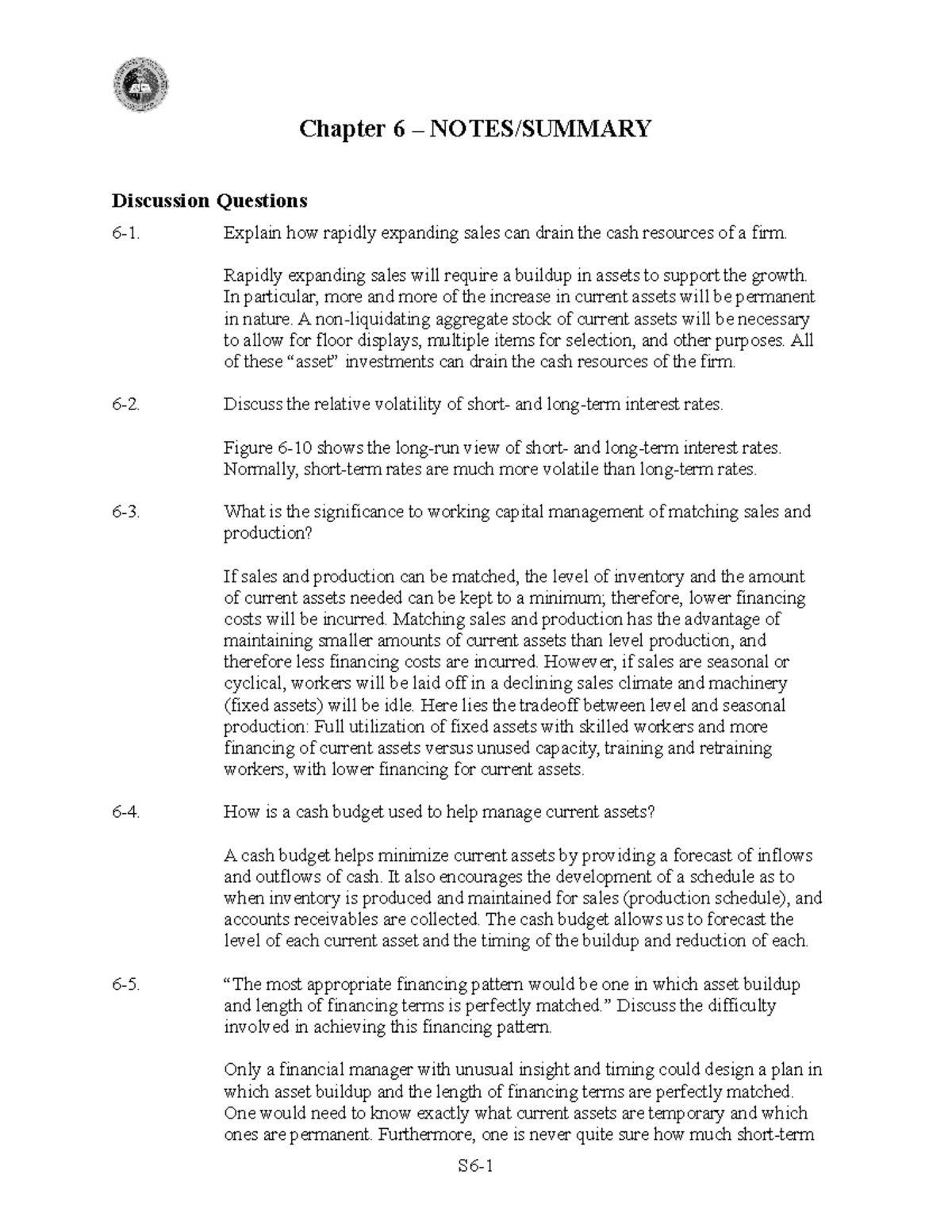 Ch6 - Chapter Discussion - Financial Management - Studocu