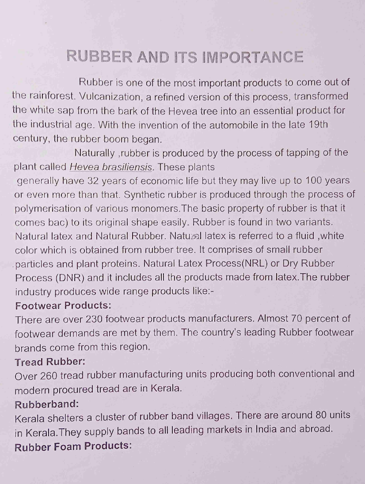 Rubber AND IT'S Importants - chemistry - Studocu