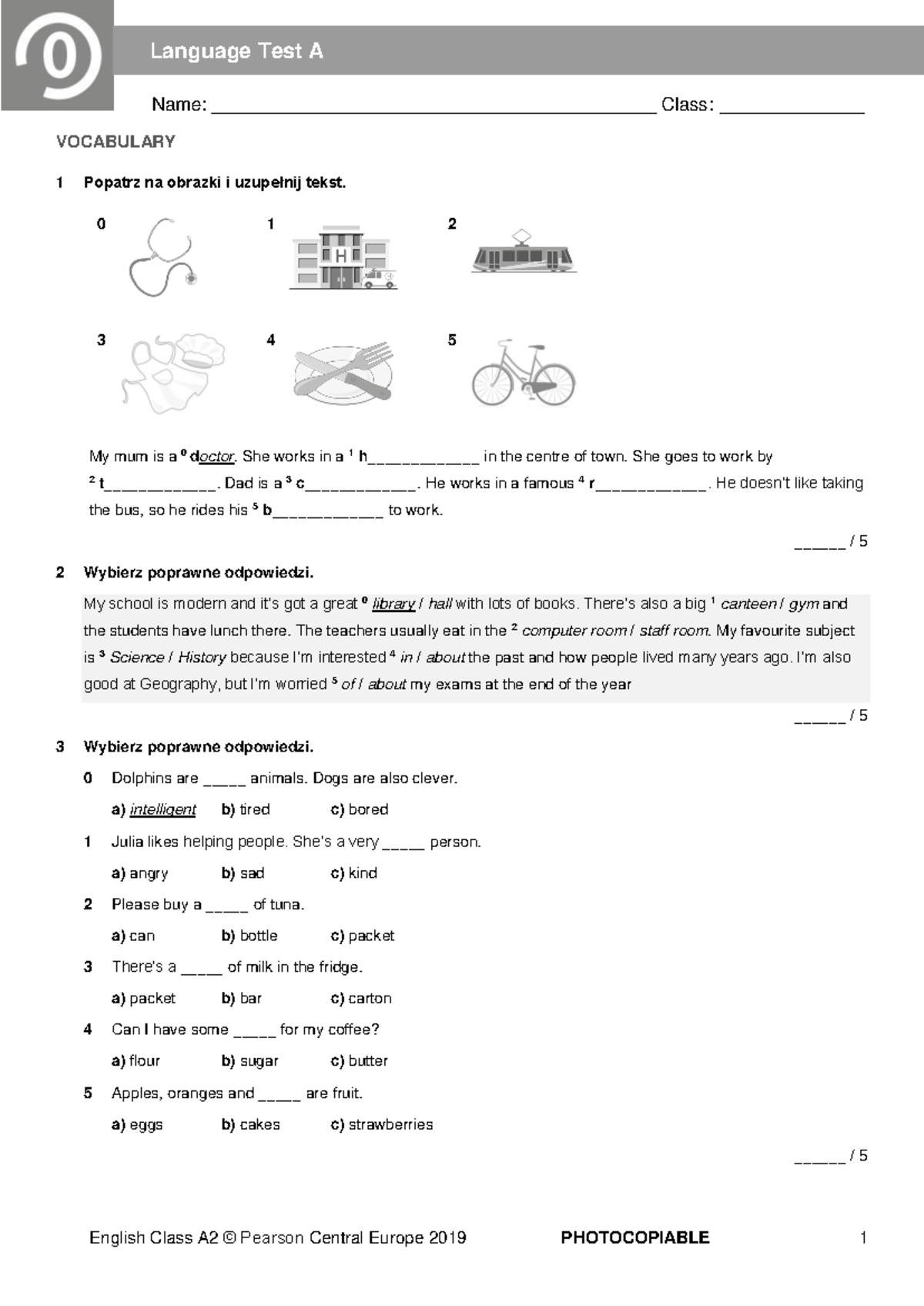 EC A2 Tests - Language Test GS A - Name ...