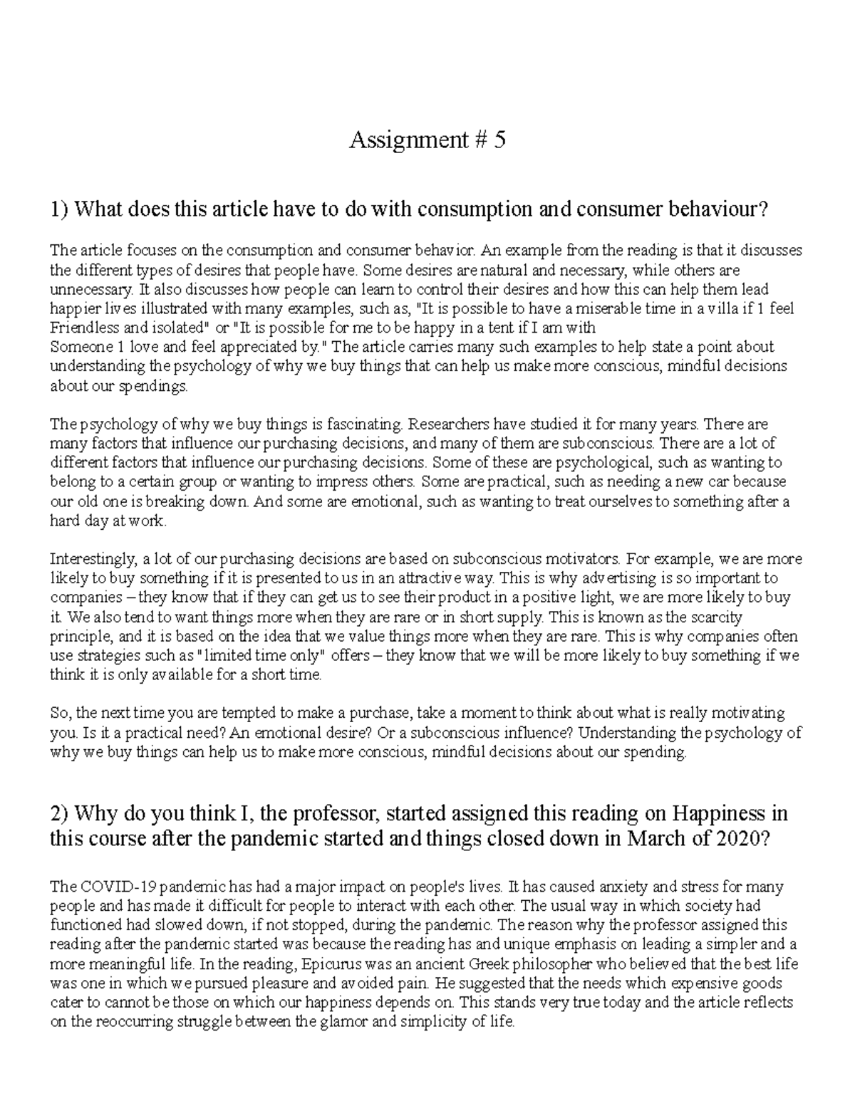 Assignment 5 - crab section 12 - Assignment # 5 1) What does this ...
