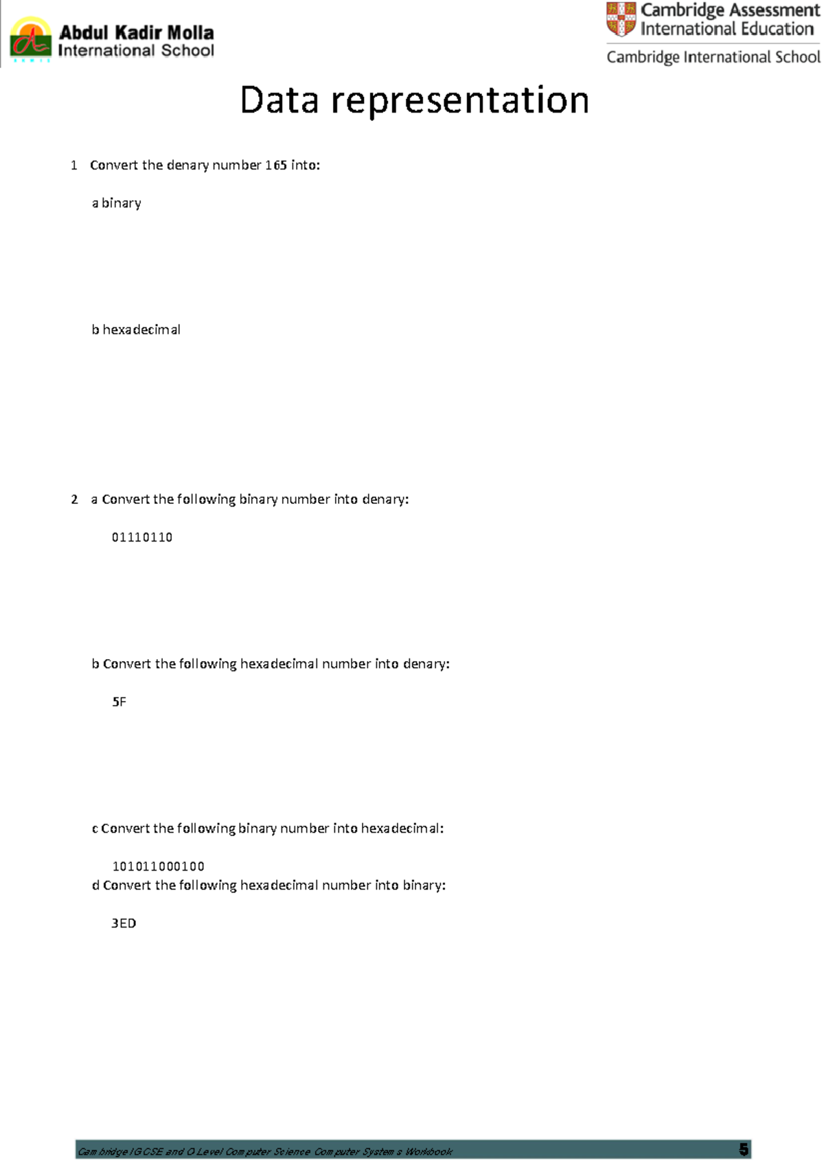 Chapter 1 Data representation - Machine Learning - DIU - Studocu