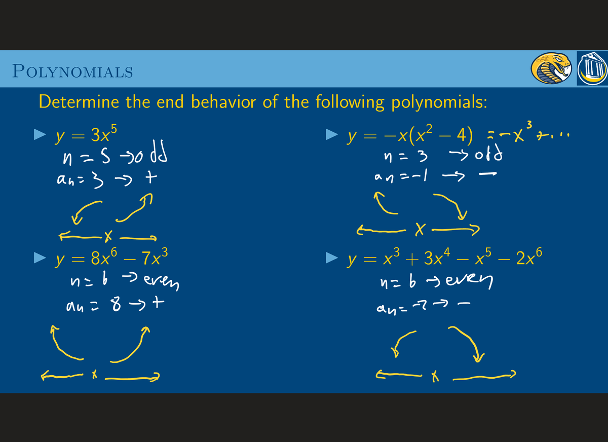 Review Mat 230 exam 2 polynomials - MAT 230 - Determine the end ...