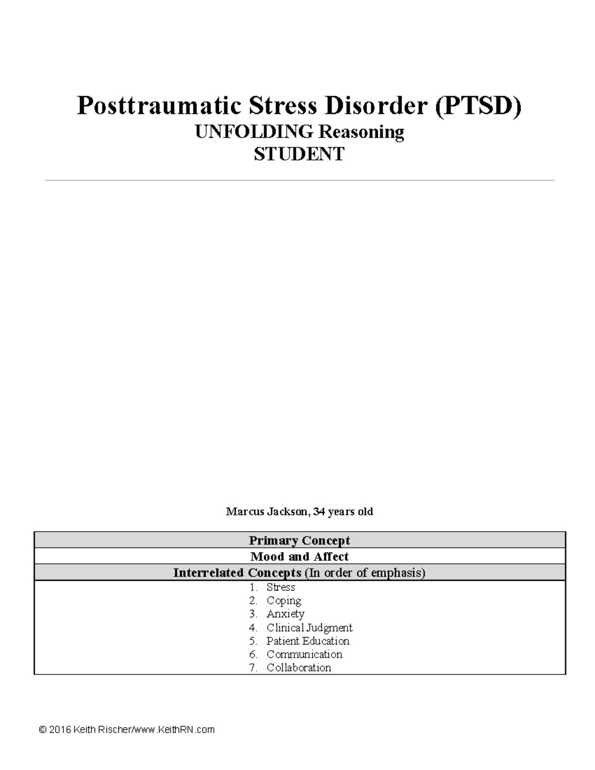 Student PTSD Unfolding Reasoning - Posttraumatic Stress Disorder (PTSD ...