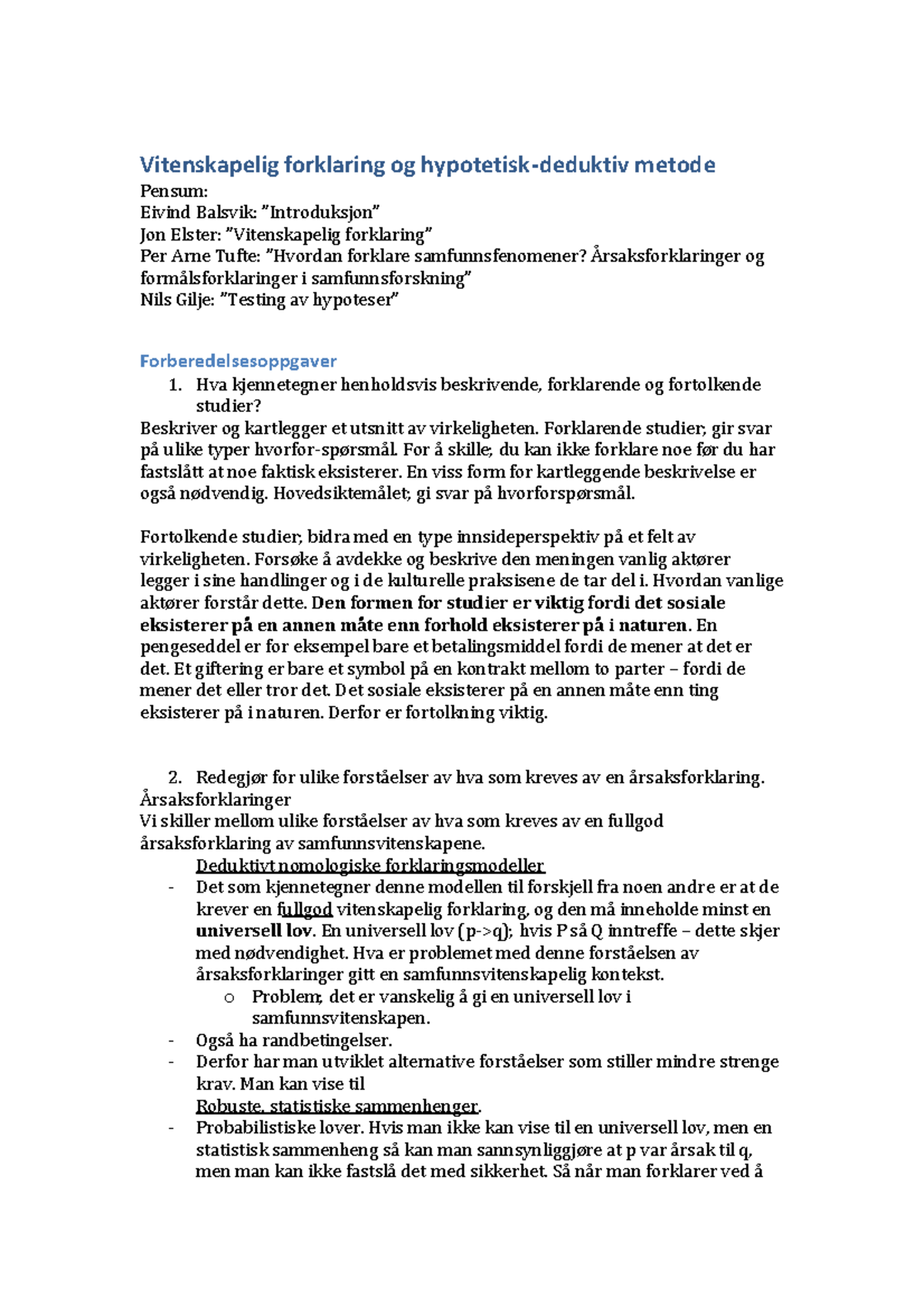 Vitenskapelig forklaring og hypotetisk Seminar 1 - Vitenskapelig ...