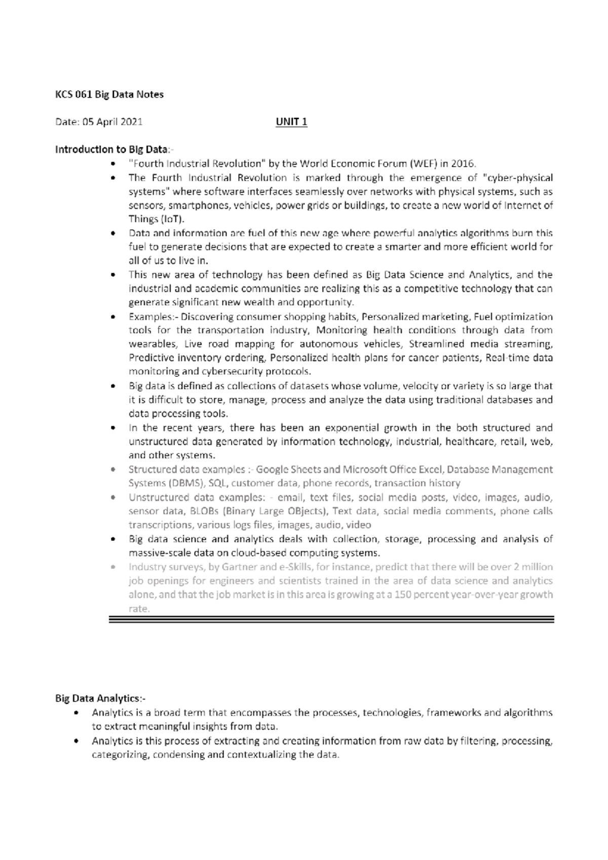 Notes - KCS 061 Big Data Unit 1 Ilide.INFO Platform PDF Viewer - DBMS B ...