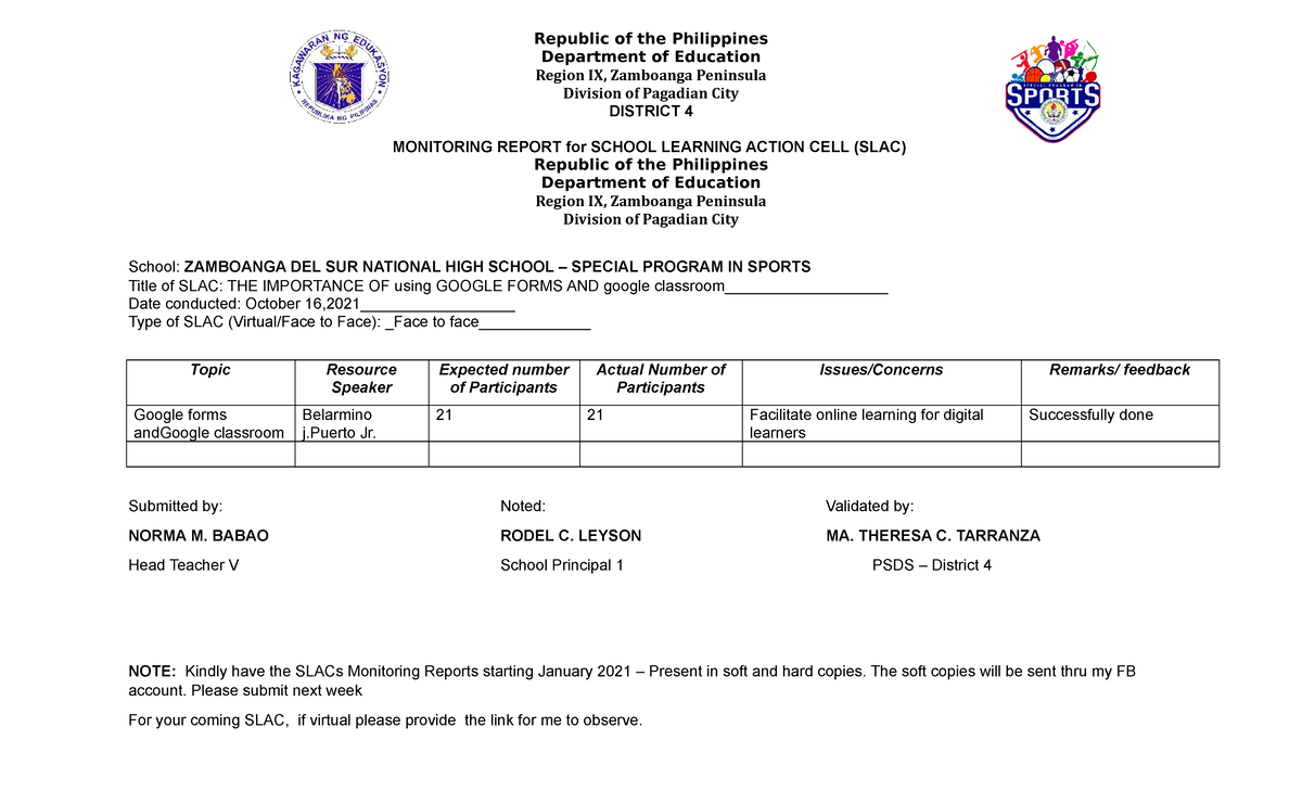 Monitoring-TOOL-FOR-SLAC-peroy - Republic of the Philippines Department ...
