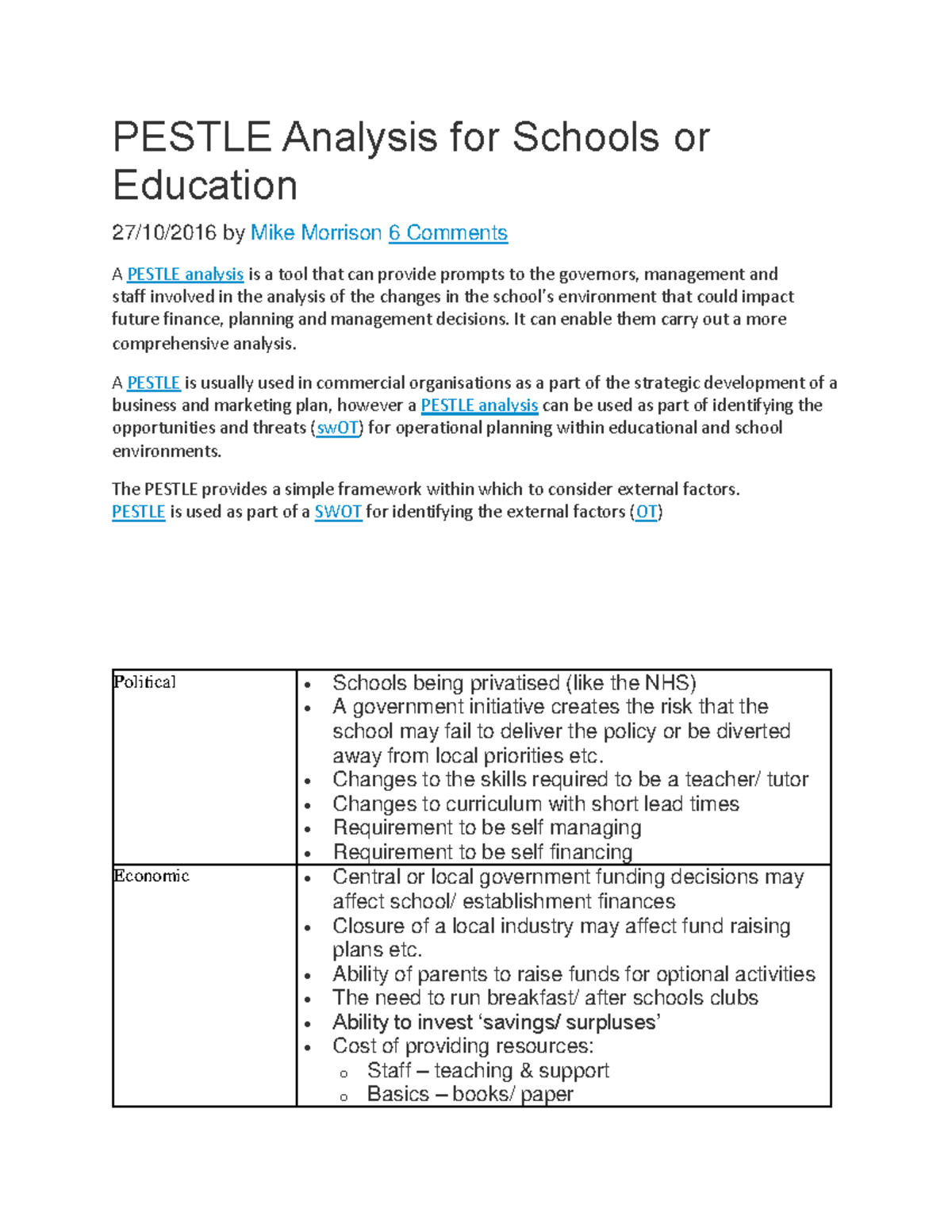 426905124 Pestle Analysis for Schools or Education - PESTLE Analysis ...