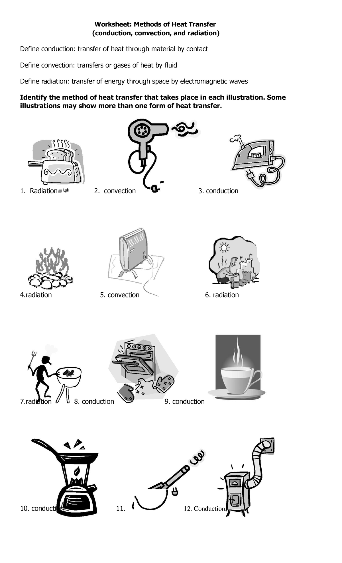 Radiation hazard - Worksheet: Methods of Heat Transfer (conduction ...