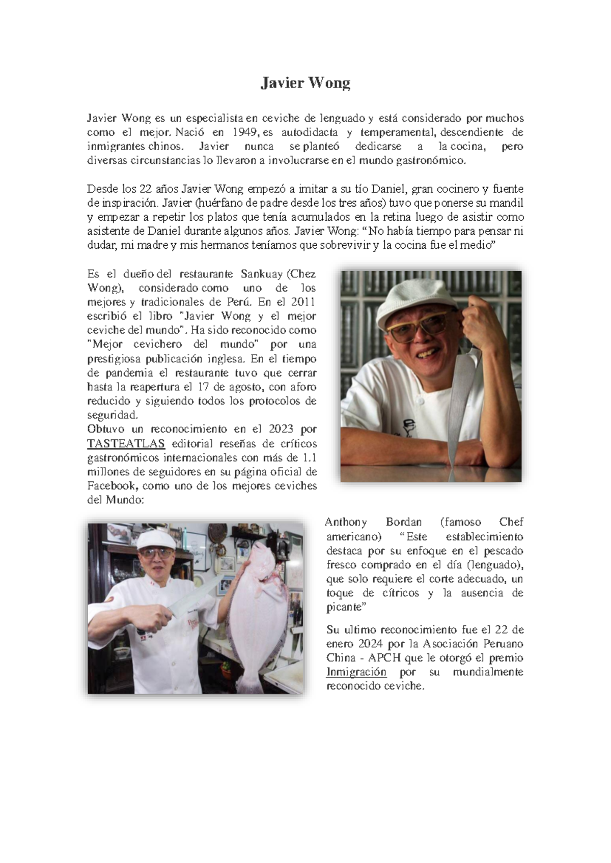 Biografias anc11 - Javier Wong Javier Wong es un especialista en ...