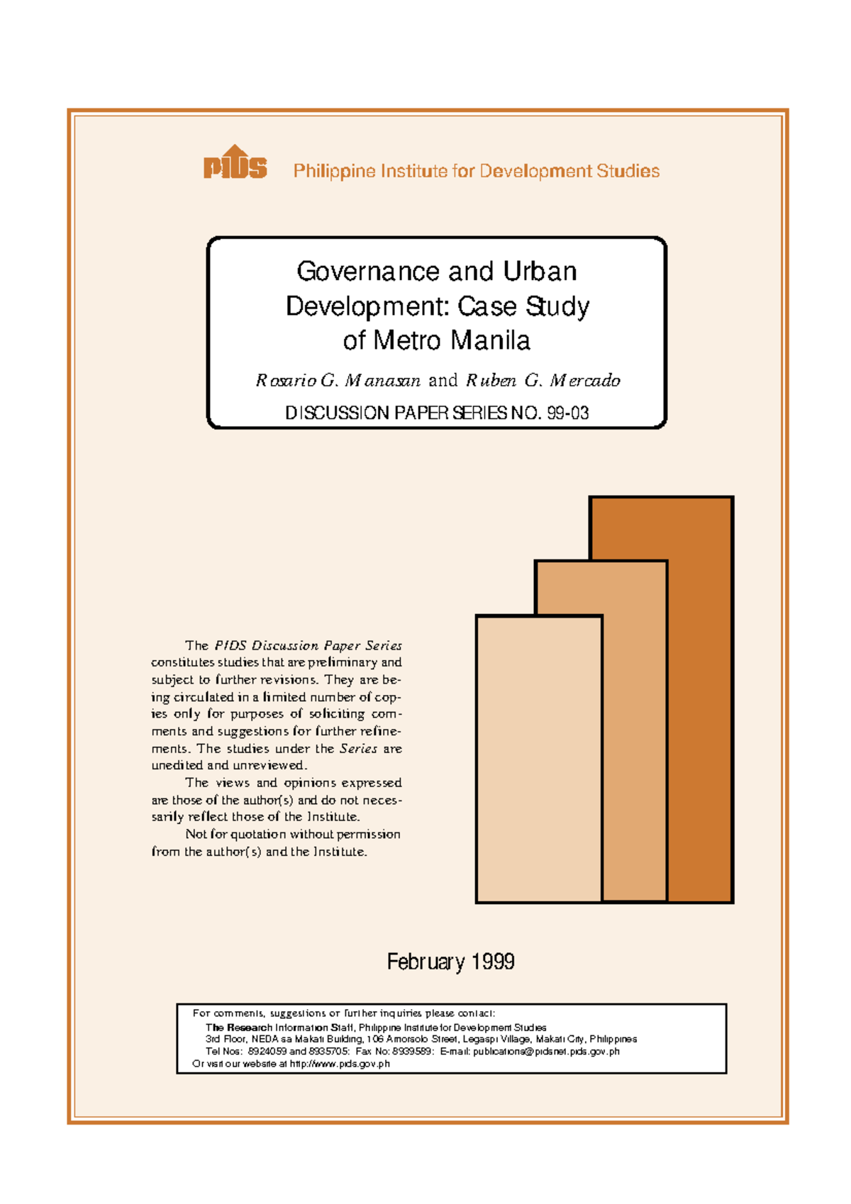 Pidsdps 9903 - case study on metro manila - For comments, suggestions or further inquiries ...