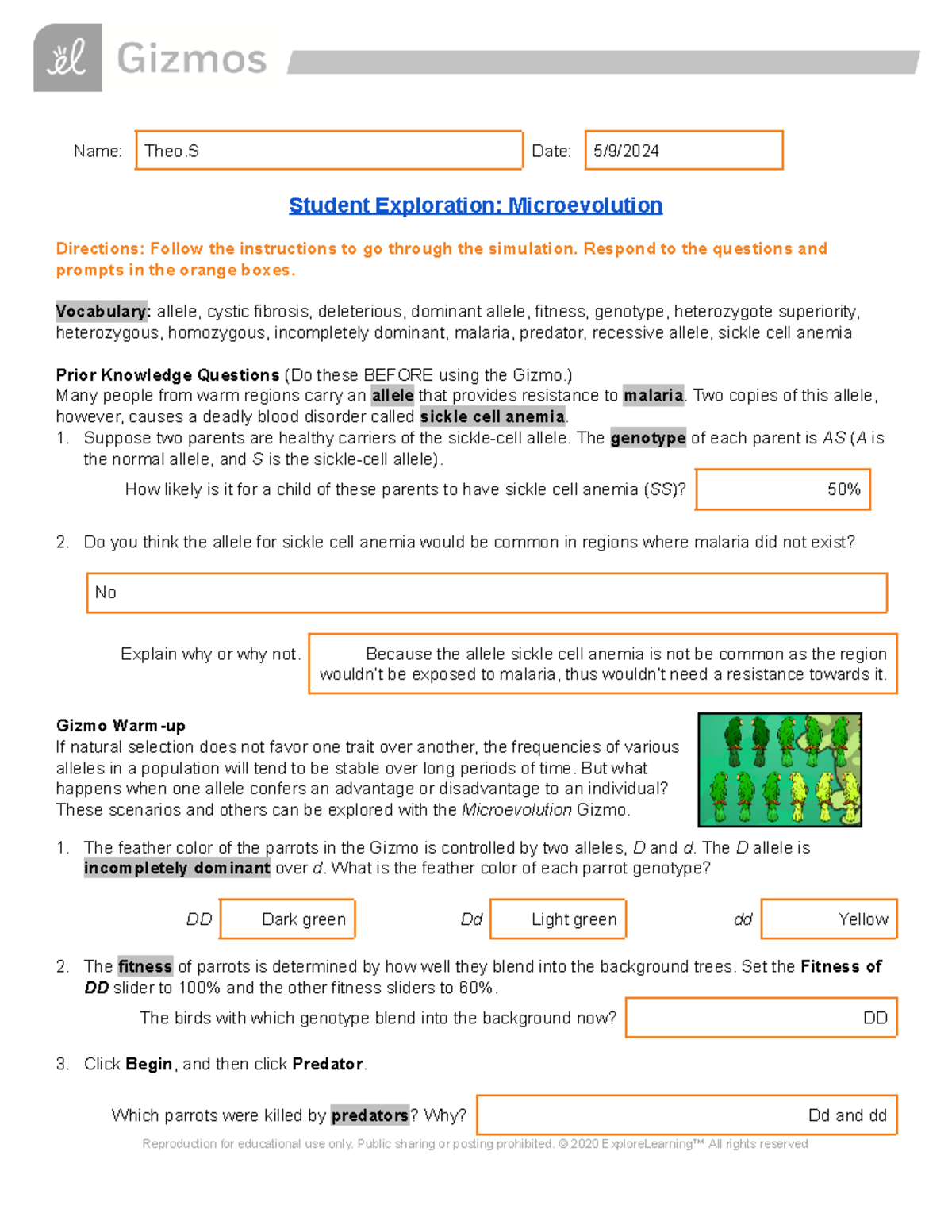 Theodore Soldenwagner - Microevolution Virtual Lab - Name: Theo Date: 5 ...
