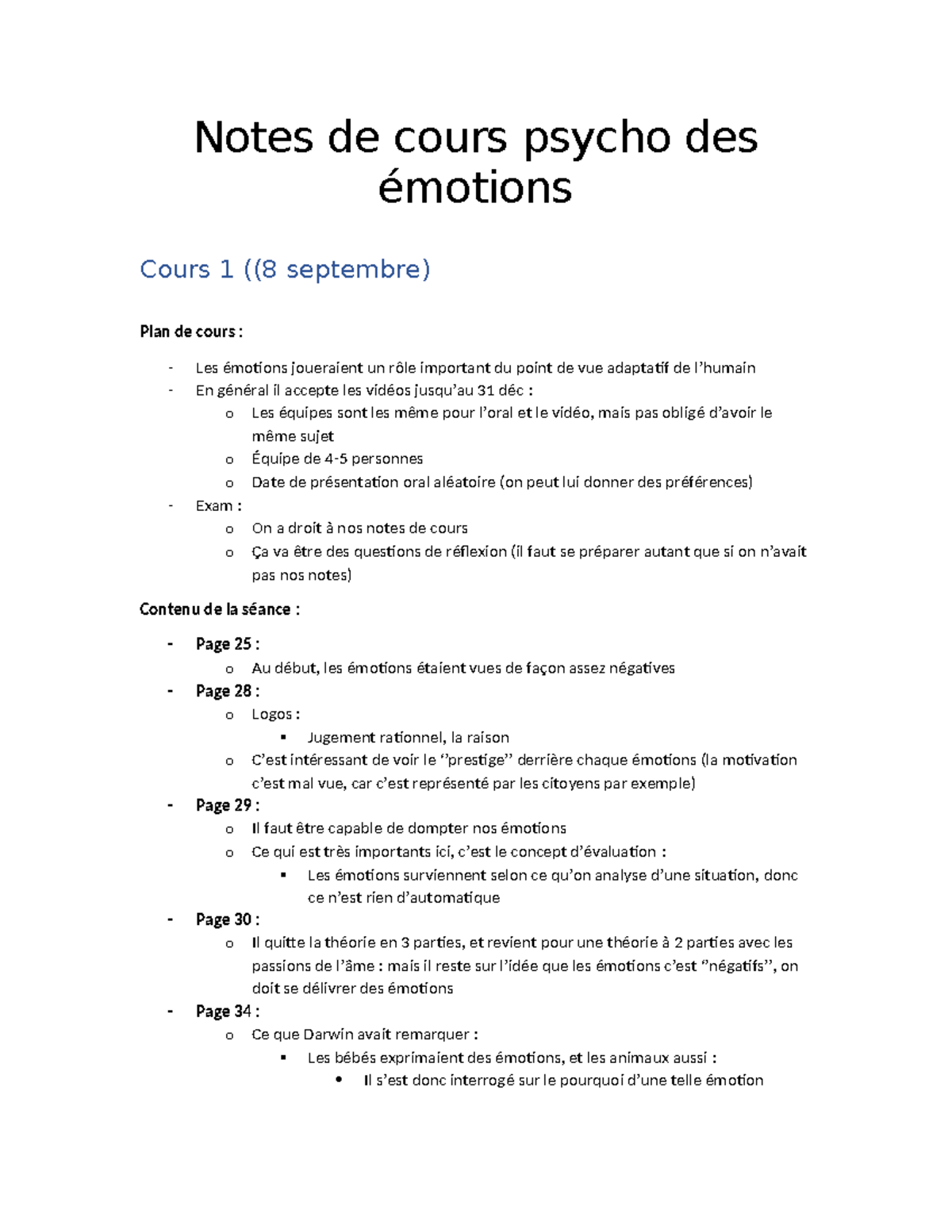 Notes de cours psycho des émotions - Notes de cours psycho des émotions ...