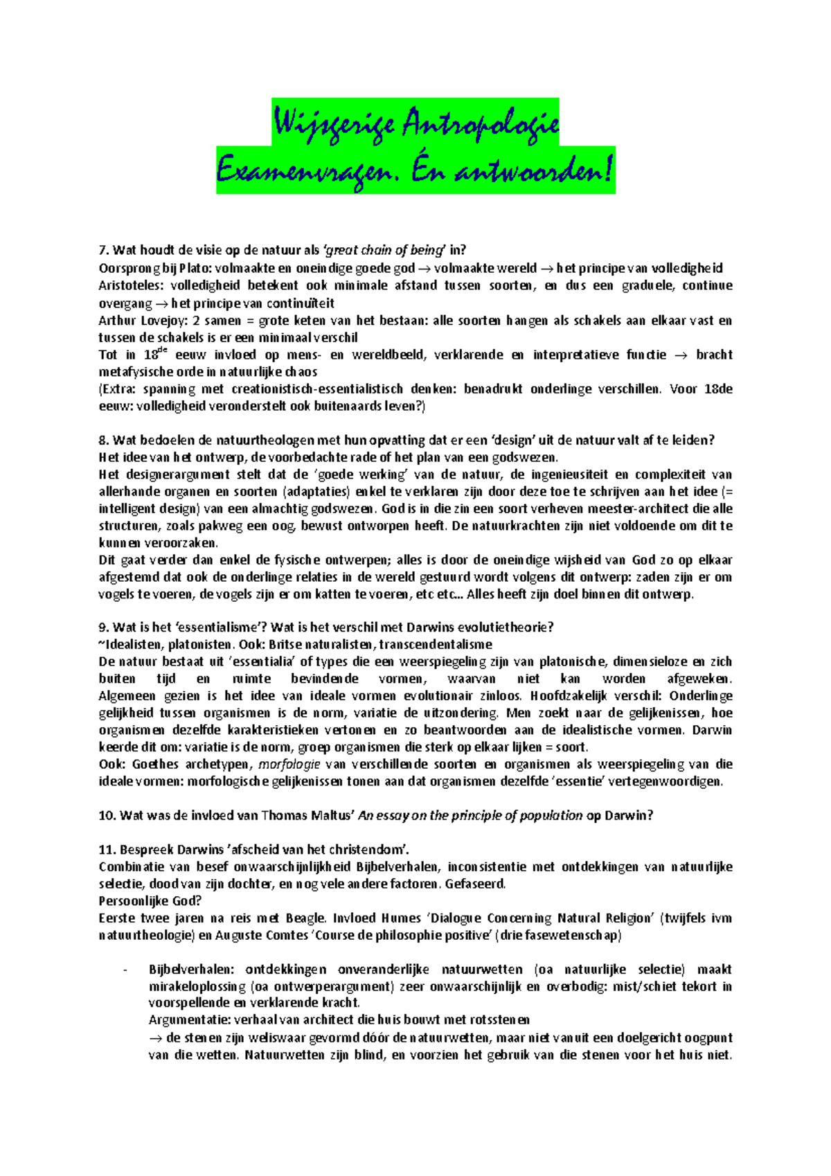 Proef/oefen tentamen 2014, vragen en antwoorden - oefenvragen - Wijsgerige Antropologie - Studocu