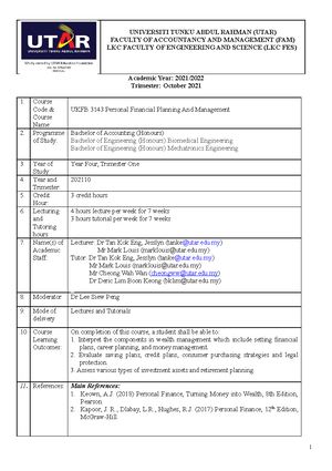 Tutorial 2 Ans PFPM - **Tutorial 2 Why is financial planning, or just plain money management, a ...