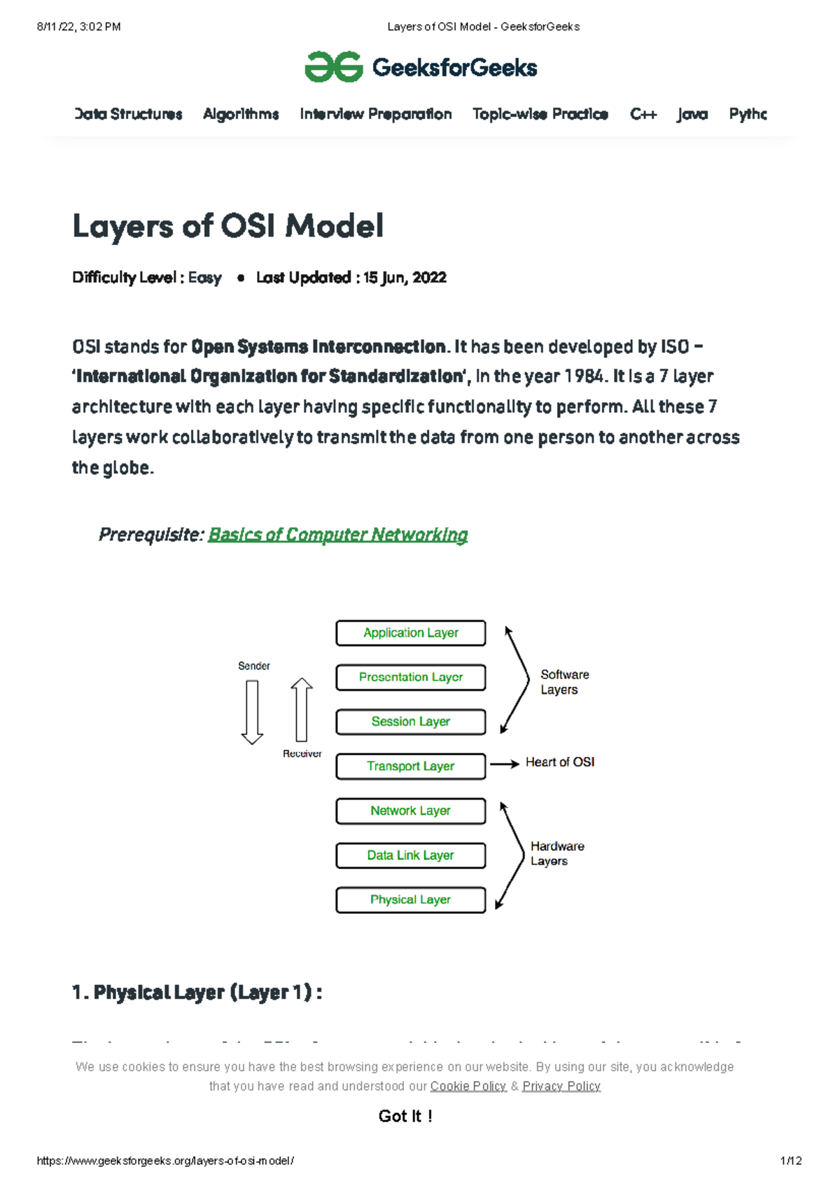 Layers Of Osi Model Geeksfor Geeks Difficulty Level Easy Last Updated 15 Jun 2022 Osi 