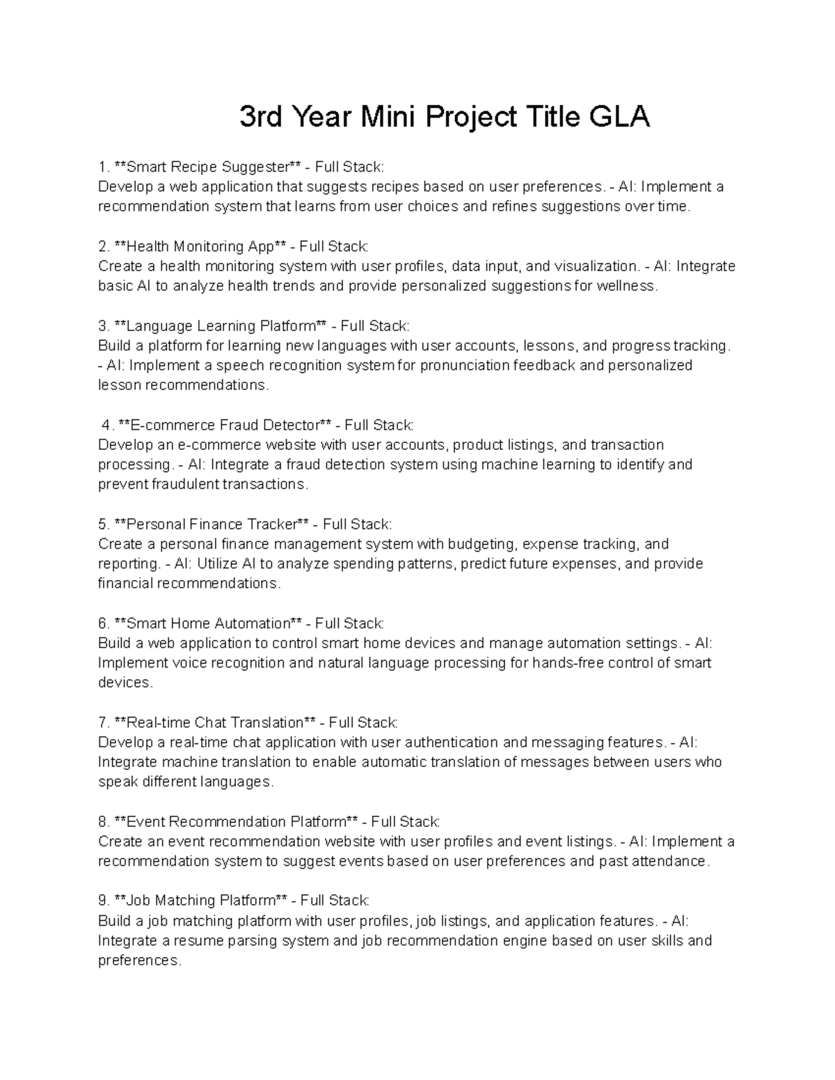 GLA Project File 1 - 3rd Year Mini Project Title GLA Smart Recipe Suggester - Full Stack ...