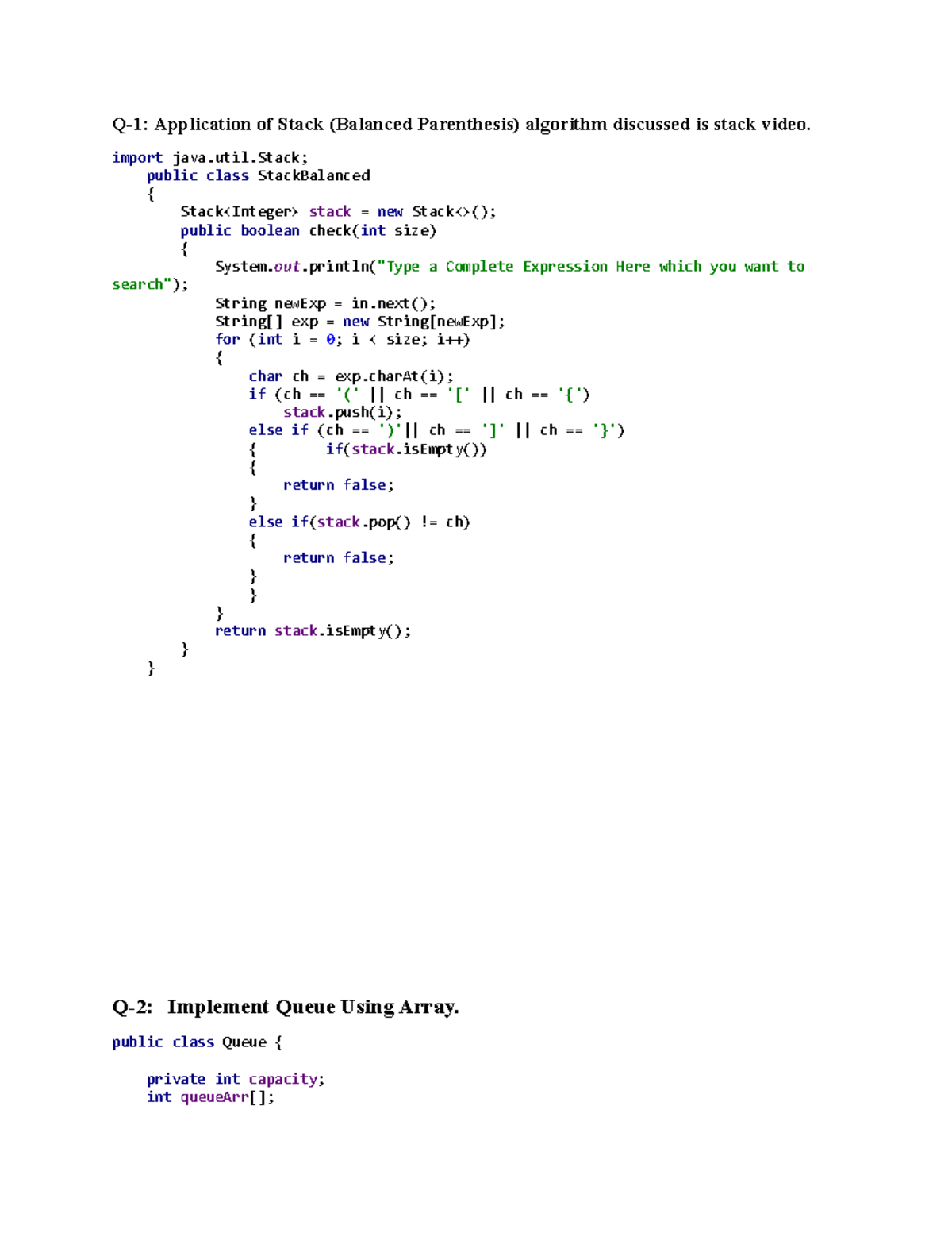 DSA-Assignment-03 - Assignments DSA - Q-1: Application of Stack ...