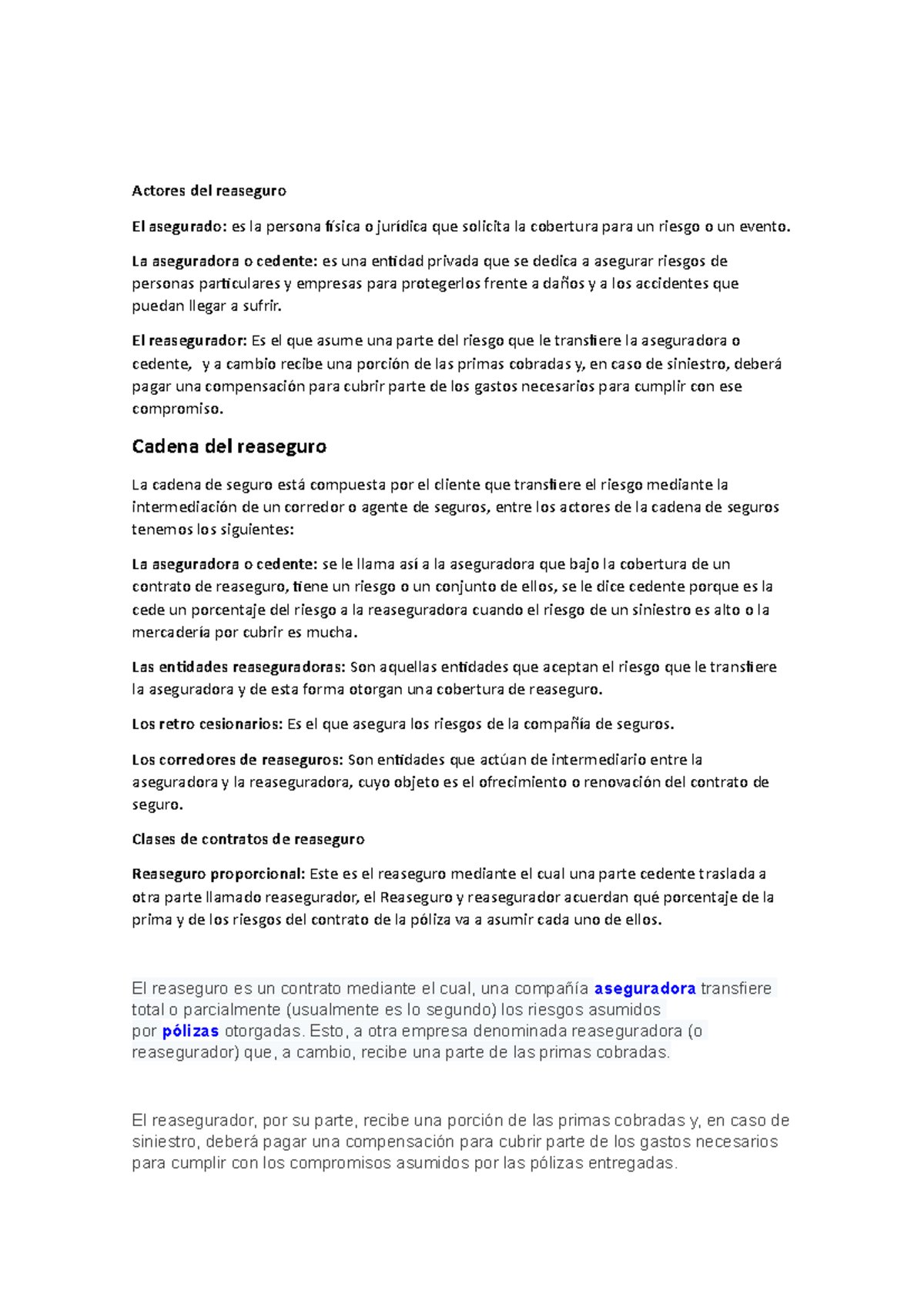 Gestion De Seguros Actores Del Reaseguro Actores Del Reaseguro El 9651