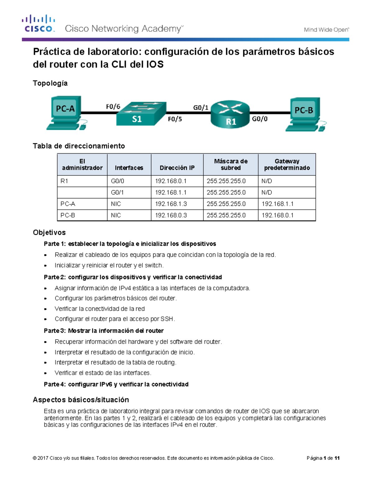 Practica U3 - prac - Práctica de laboratorio: configuración de los parámetros básicos del router ...