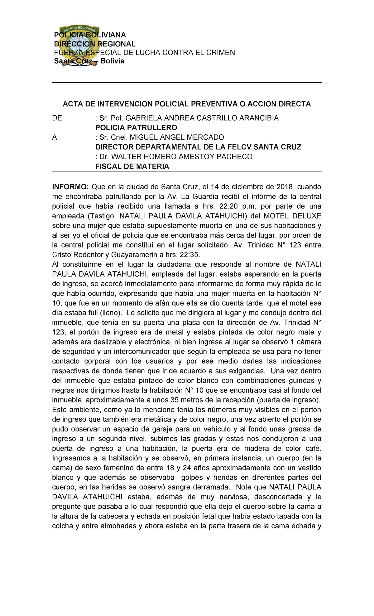 ACTA DE Intervencion Policial Preventiva O Accion Directa-2 - DIRECCION ...