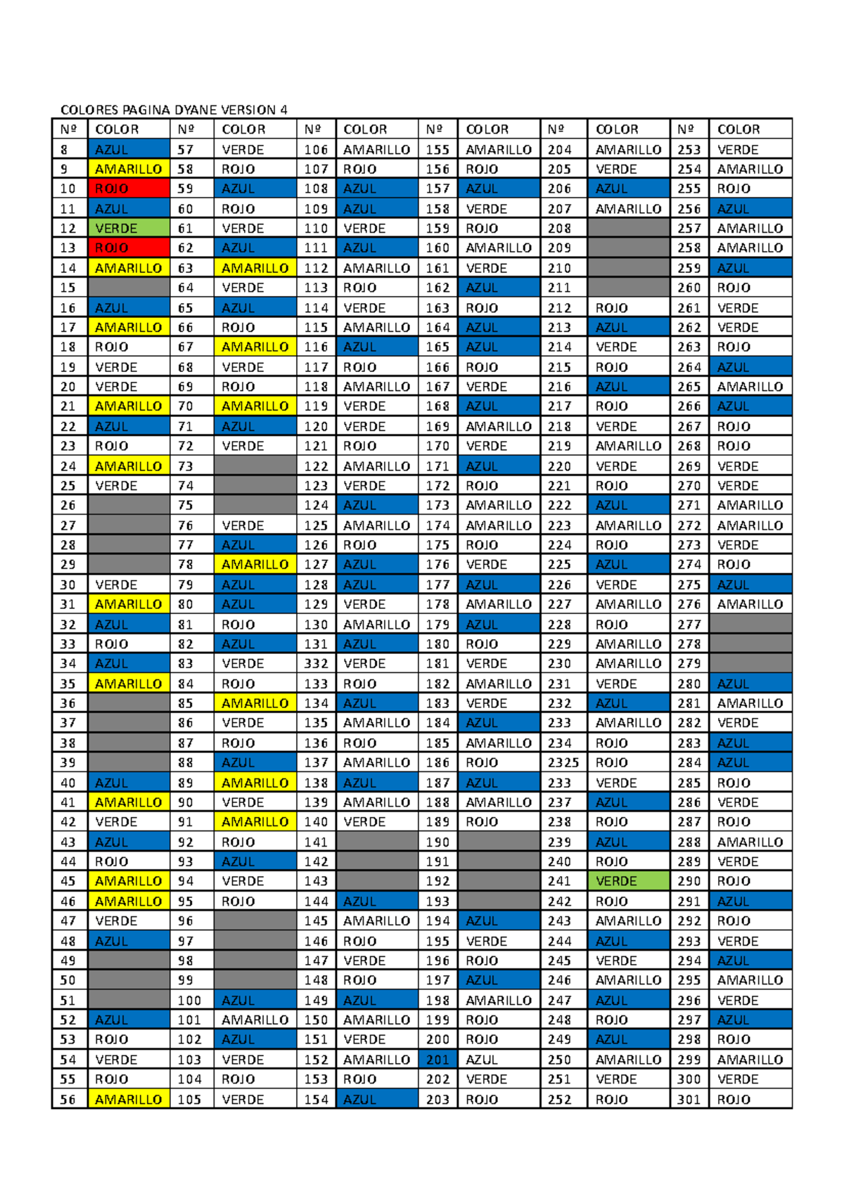 Colores Pagina Dyane Version 4 - COLORES PAGINA DYANE VERSION 4 Nº ...