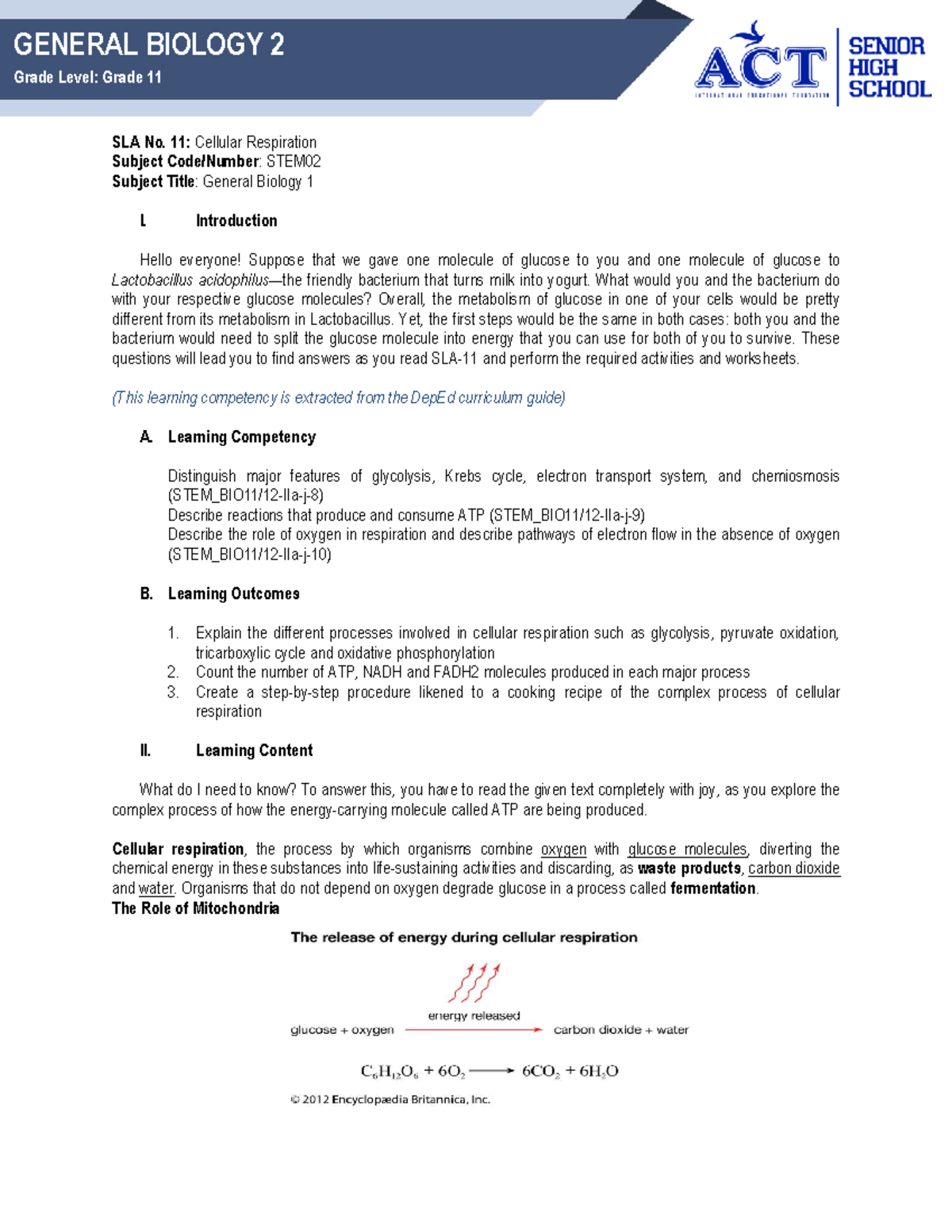 GEN BIO Module 2 - understand the learning system and the markers along ...