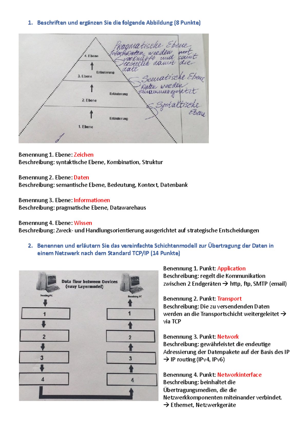 Informatik Klausur + Lösungen - 1. Beschriften und ergänzen Sie die ...