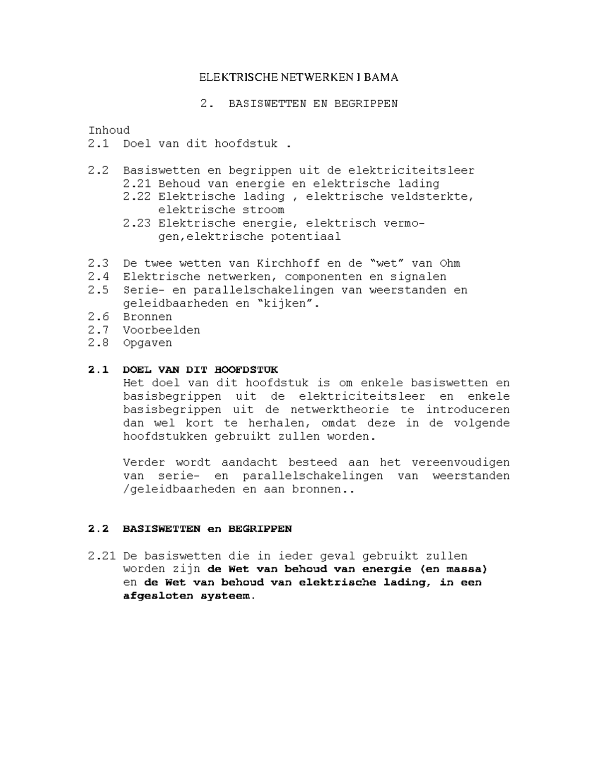 EL Netwerken I BAMA hfdstuk 2 Basiswetten PDF - ELEKTRISCHE NETWERKEN I BAMA 2. BASISWETTEN EN ...