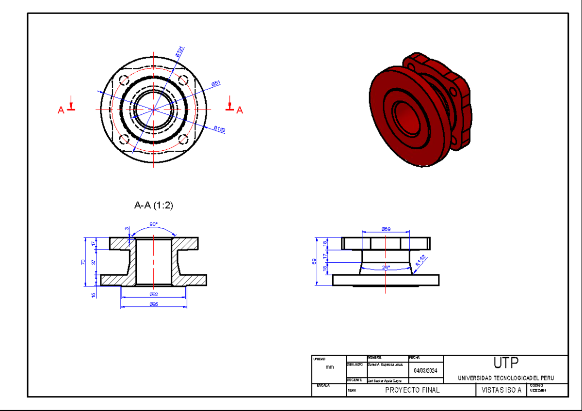 proyecto final Lamina 2 - Dibujo para Ingenieria - UNIDAD: mm ESCALA: DIBUJADO: TEMA: DOCENTE ...