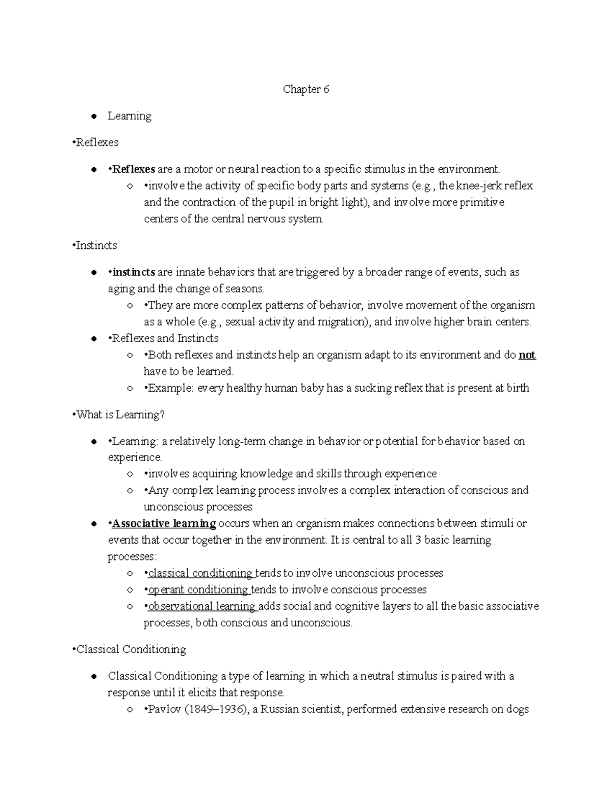 Chapter 6 - Dr. R Traigle psych 101 - Chapter 6 Learning •Reflexes ...