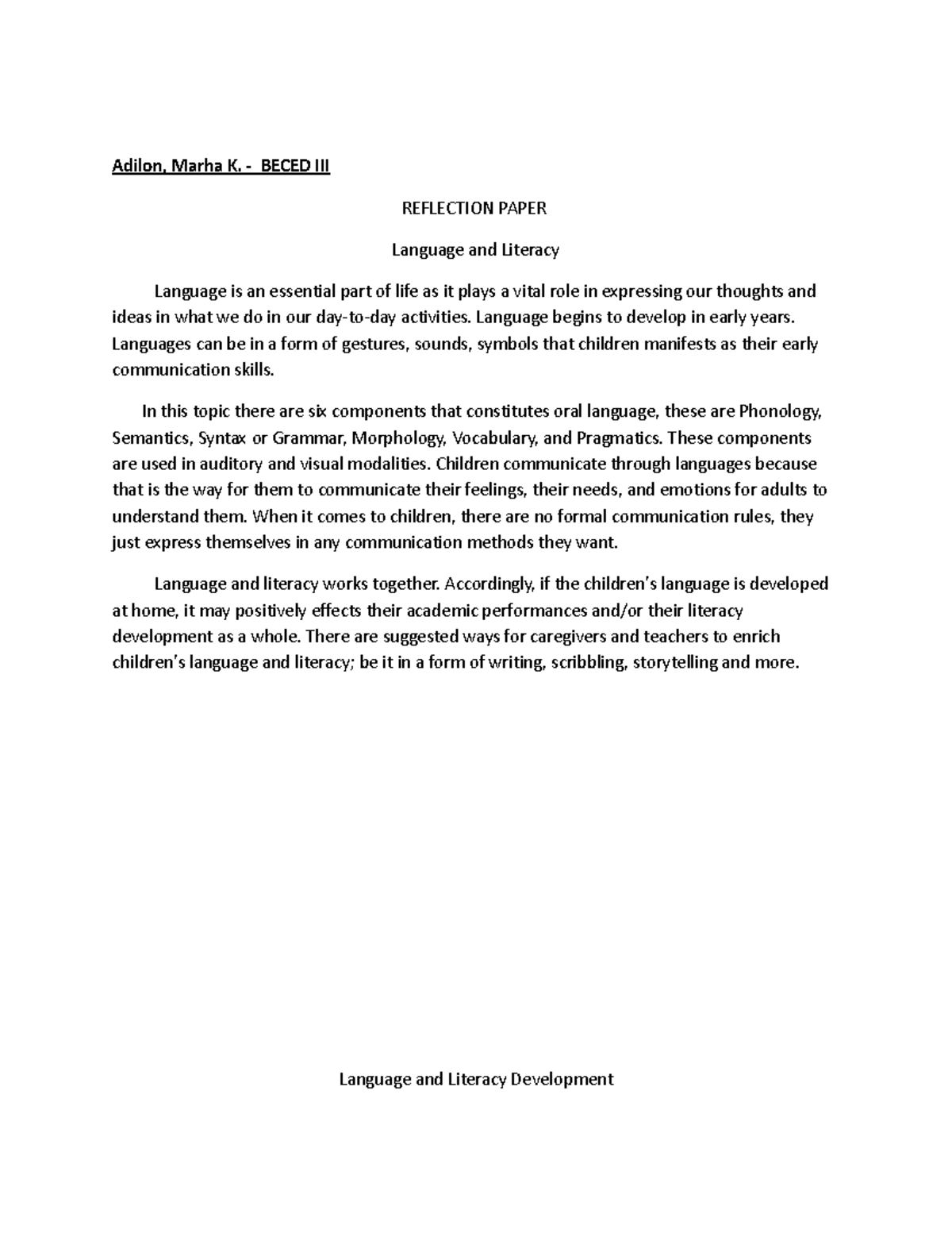 Reflectionsss-WPS Office - Adilon, Marha K. - BECED III REFLECTION ...