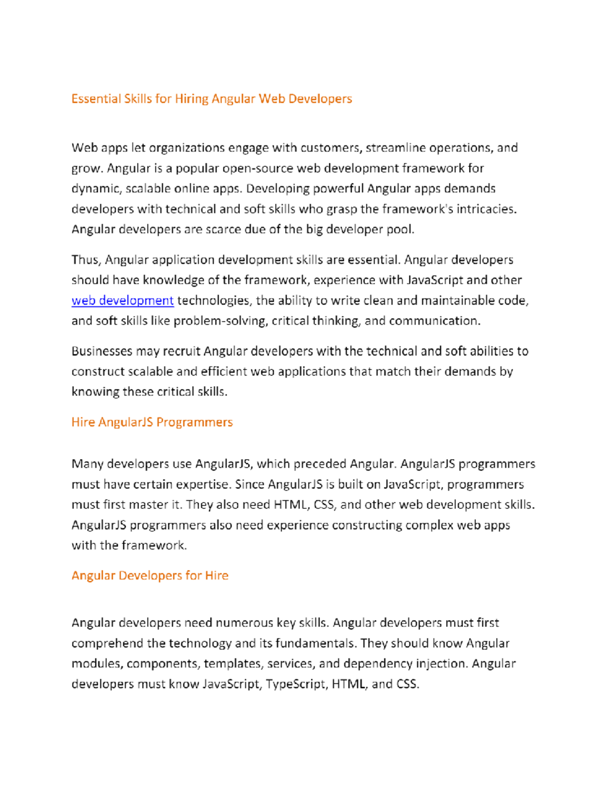 Essential Skills for Hiring Angular Web Developers - math 3377 - Studocu