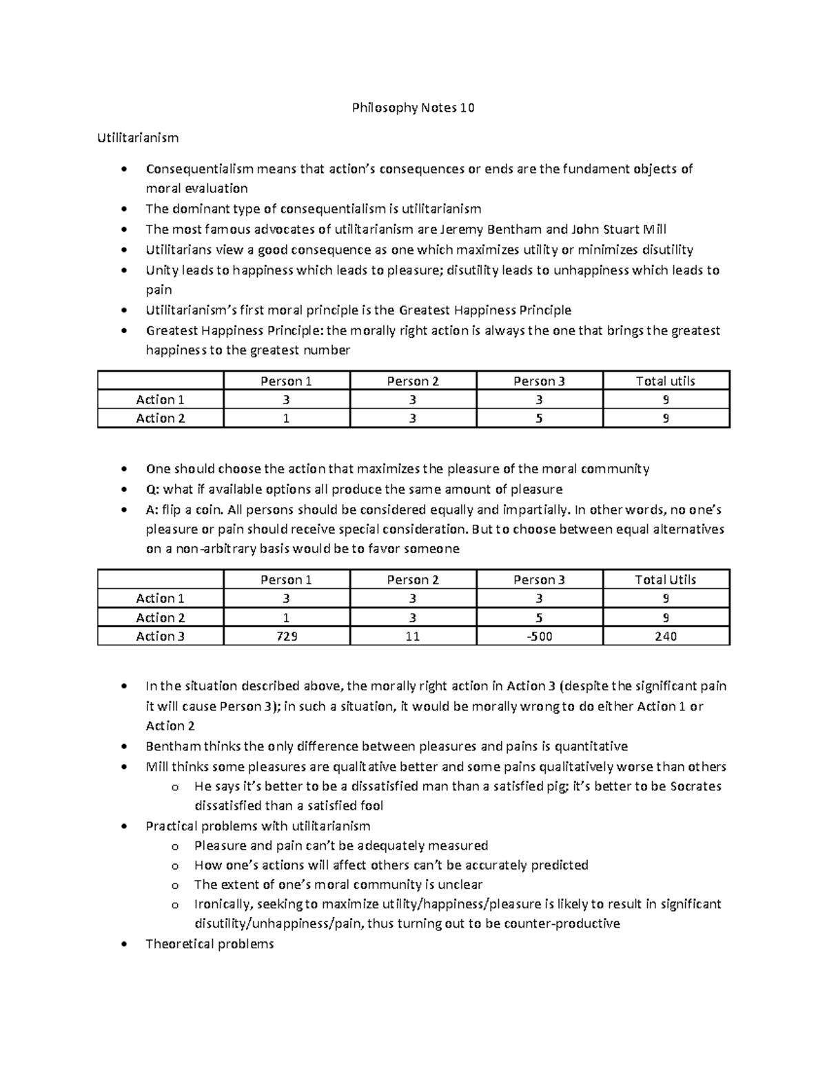 Philosophy Notes 10 - All persons should be considered equally and ...