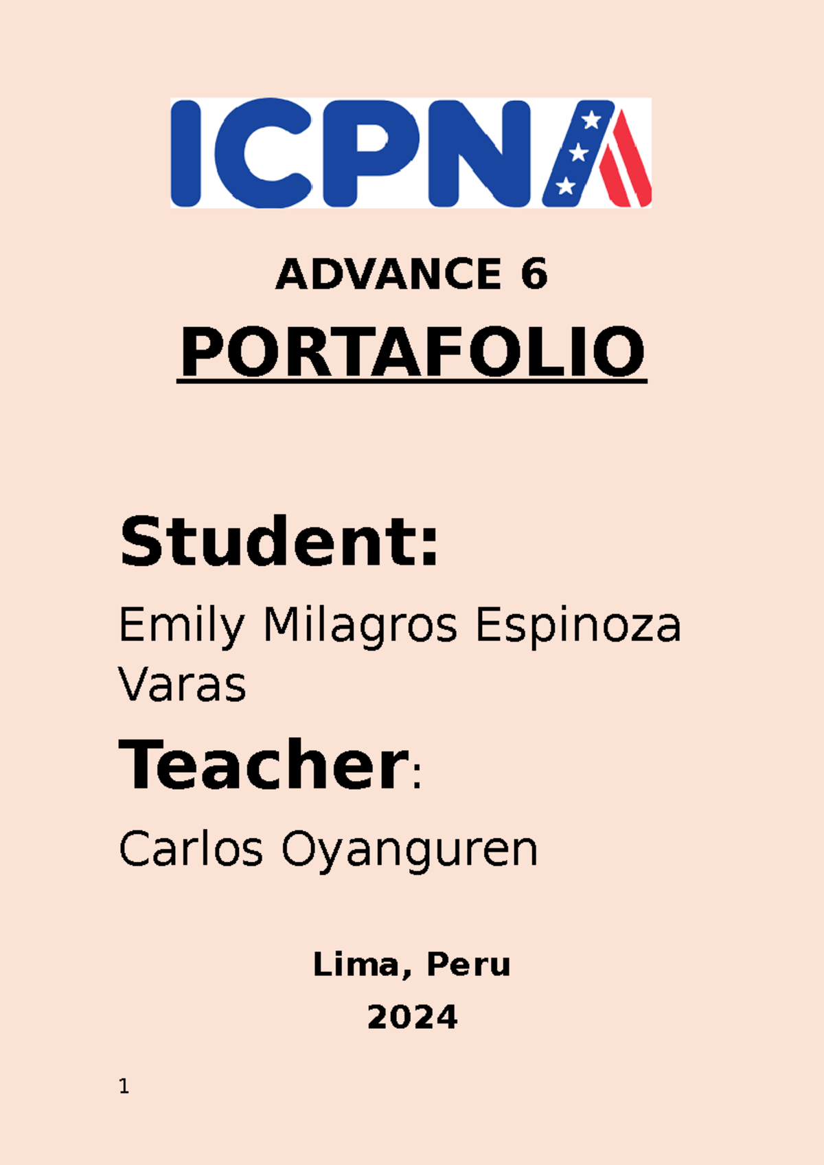 Icpna proyecto - ADVANCE 6 PORTAFOLIO Student: Emily Milagros Espinoza ...