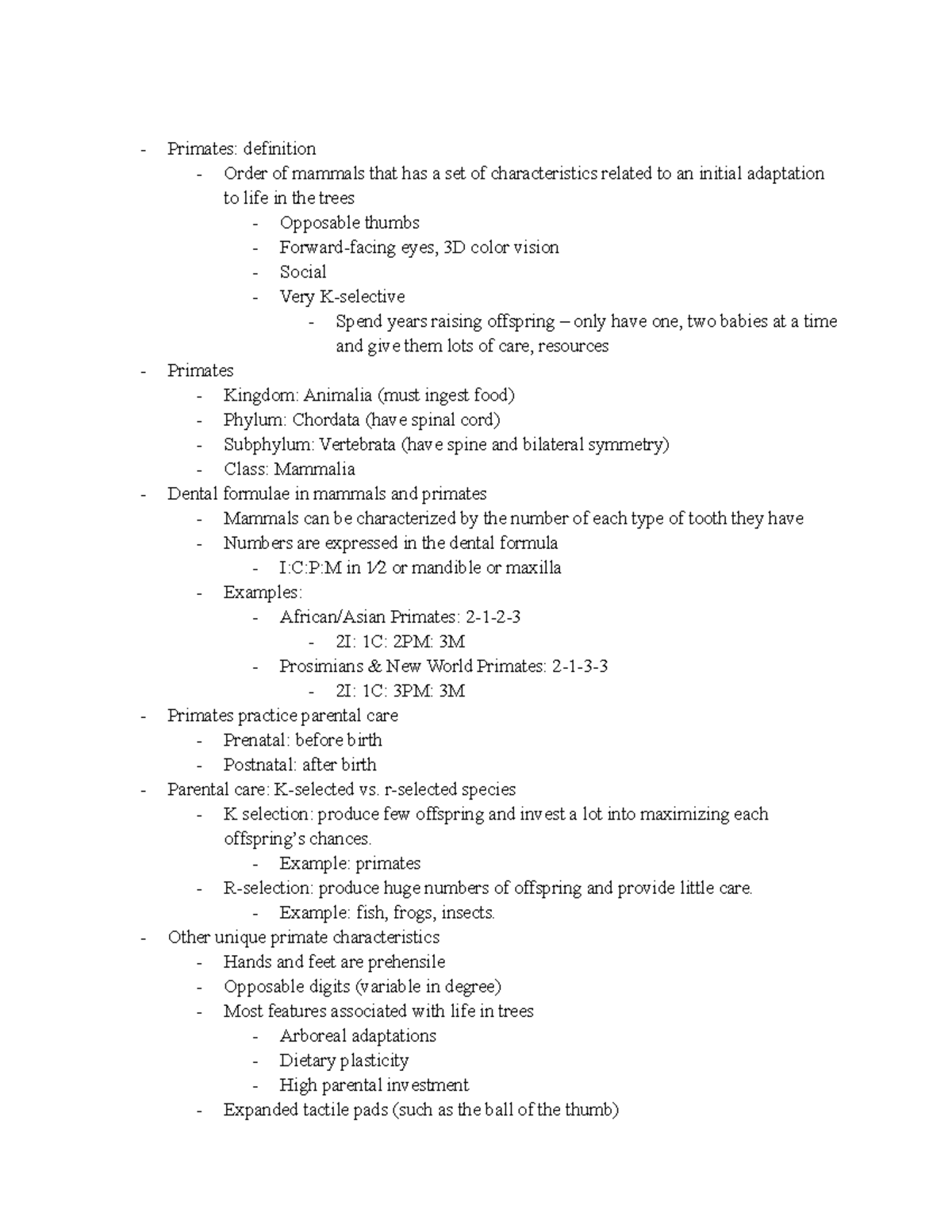 ANTH222 Lecture 10 What is a primate - Primates: definition Order of ...