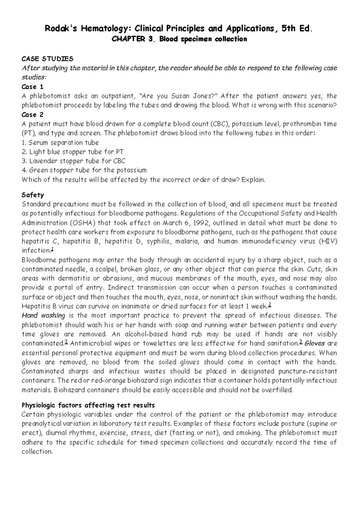 Phlebotomy Essentials - Rodak's Hematology: Clinical Principles and ...