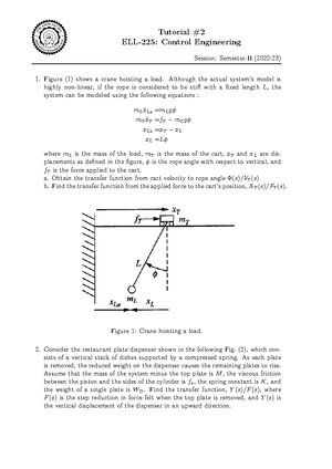 ELL225 Tutorial 1 - Control Engineering - Tutorial ELL-225: Control Engineering Session ...