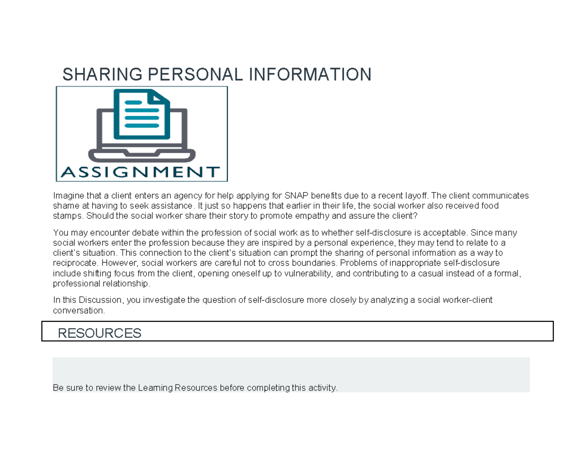 Sharing Personal Information - SHARING PERSONAL INFORMATION Imagine ...