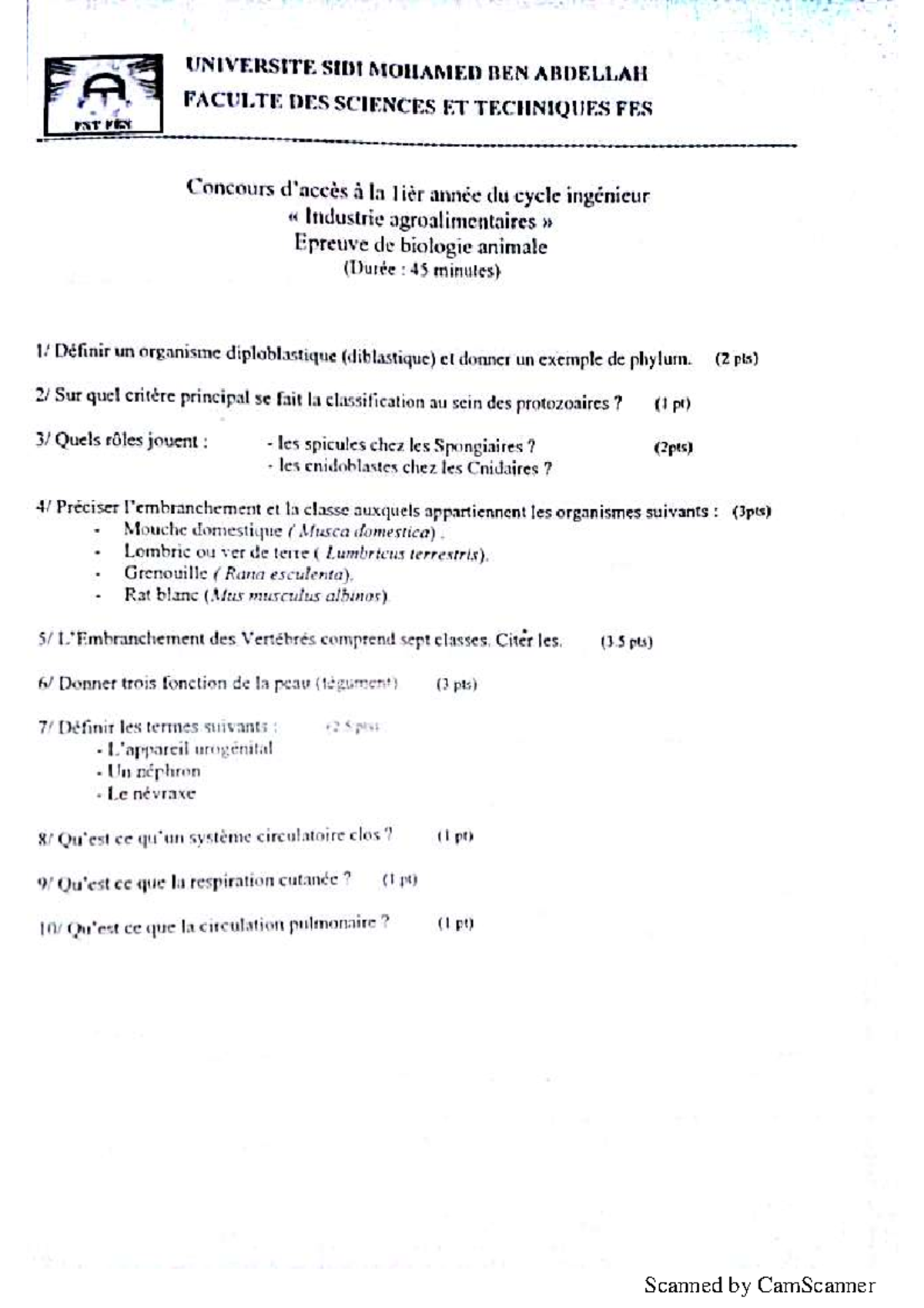 Concours+IAA+FST+Fes - Biochimie - Studocu