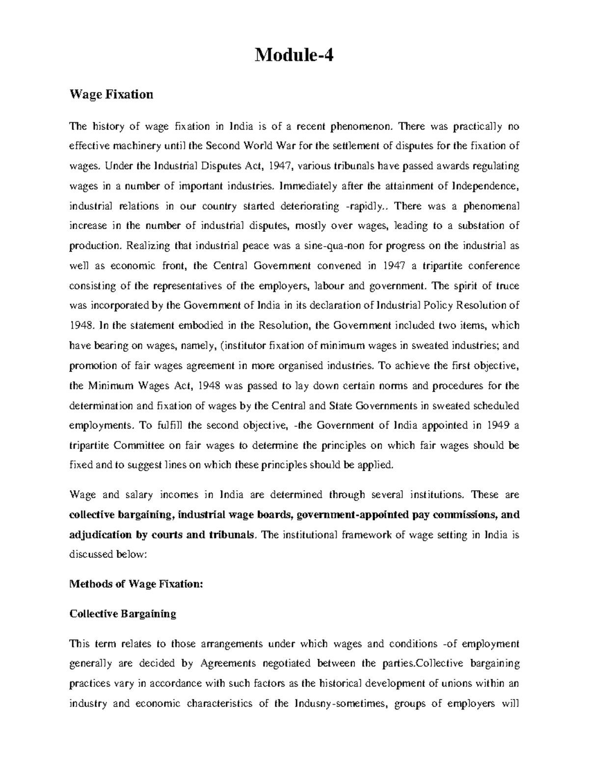 CM-Module - This a whole notes - Module- Wage Fixation The history of ...