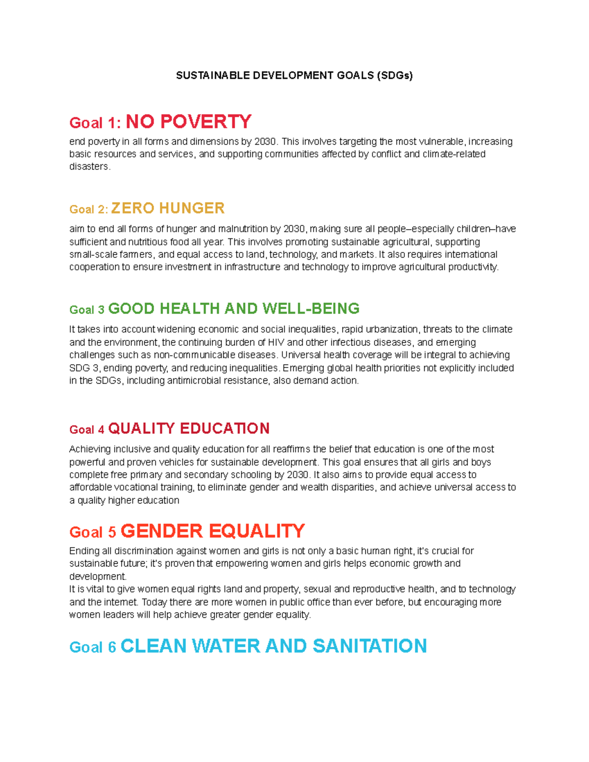 Econdev SDG Goals - SUSTAINABLE DEVELOPMENT GOALS (SDGs) Goal 1: NO ...