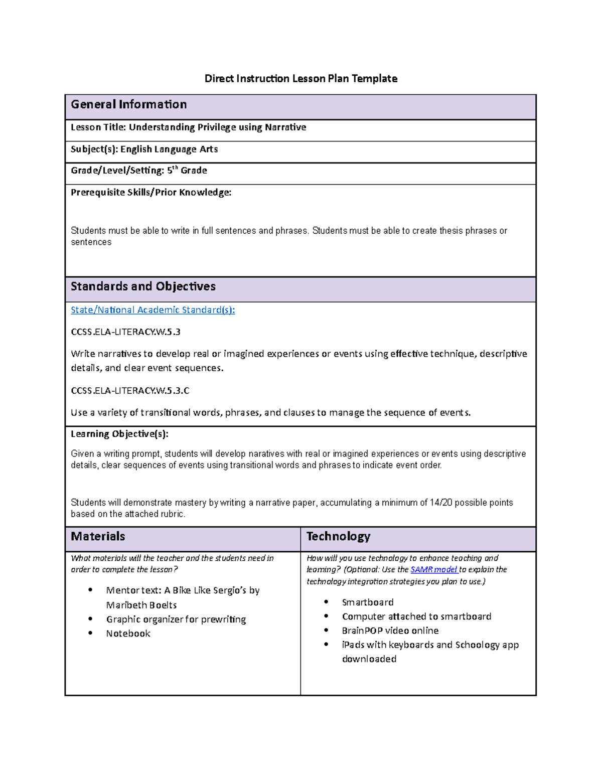 Task 1 assigned assignment - Direct Instruction Lesson Plan Template ...