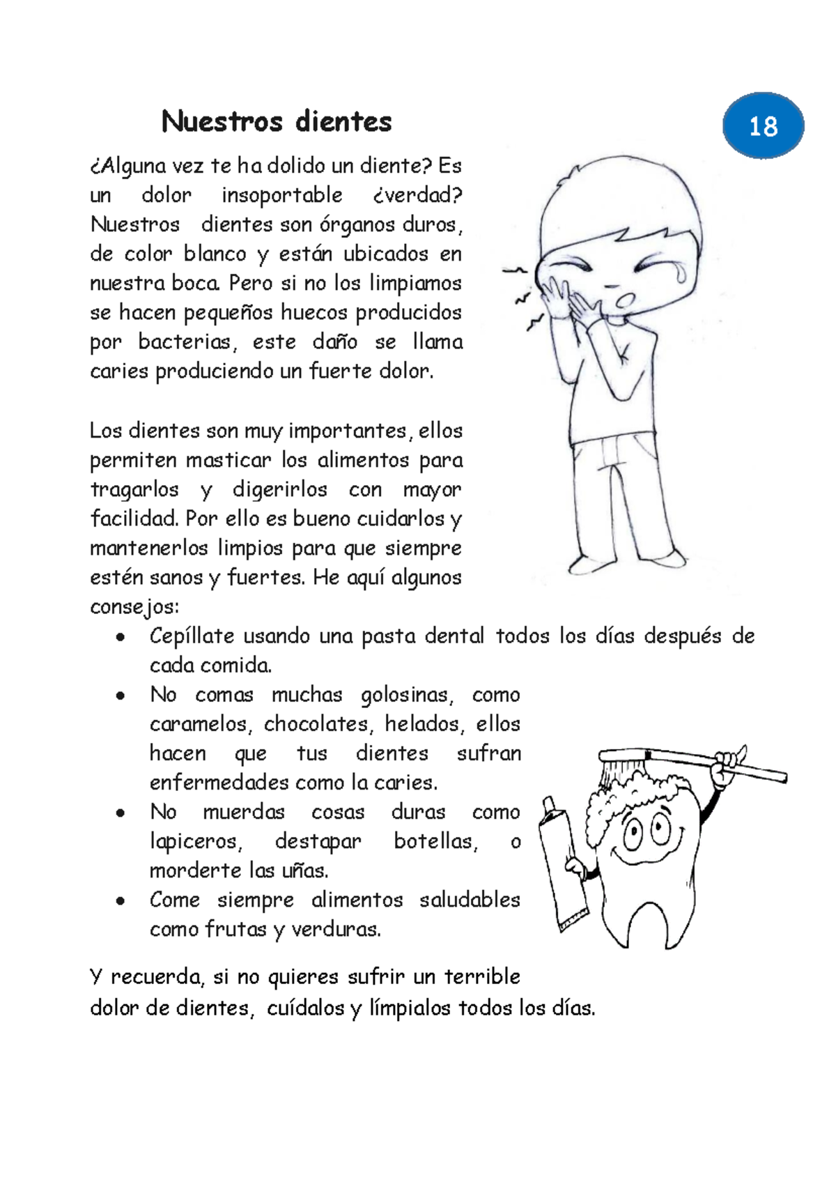 18. Nuestros dientes - TEXTO DE COMPRENSION LECTORA - Nuestros dientes ...
