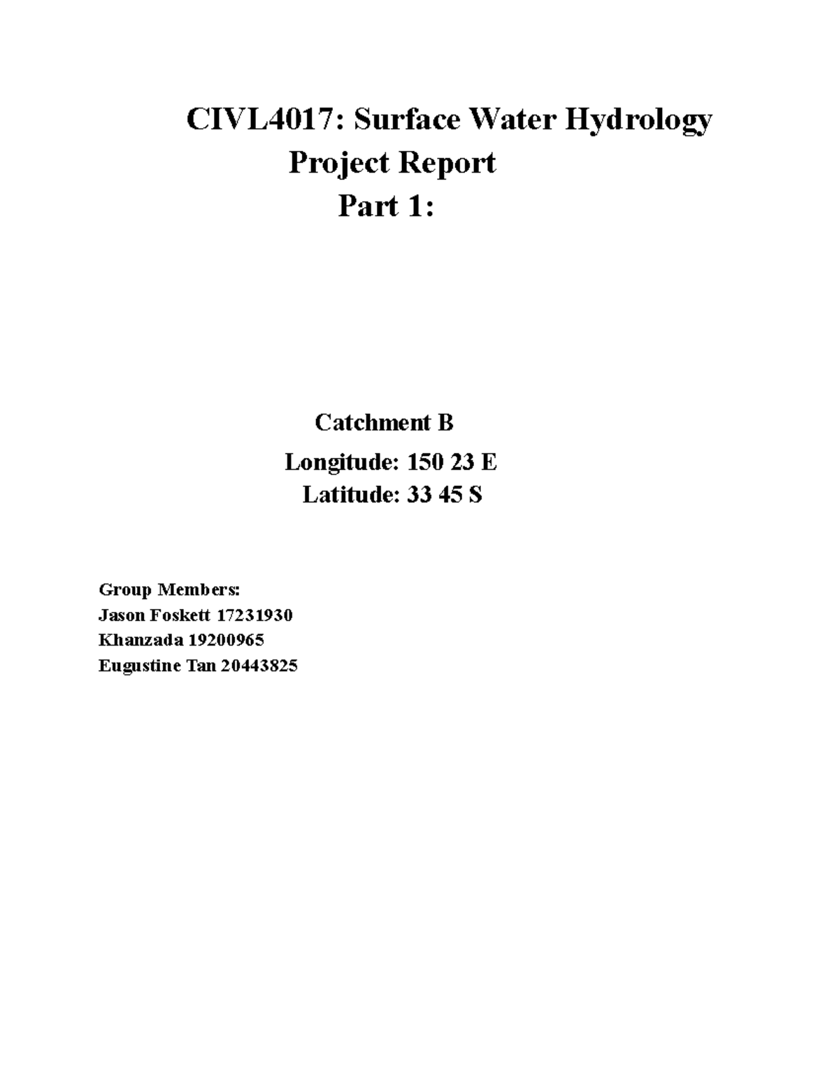 Surface Water Hydrology Group Assessment 220801 163432 - CIVL4017 ...