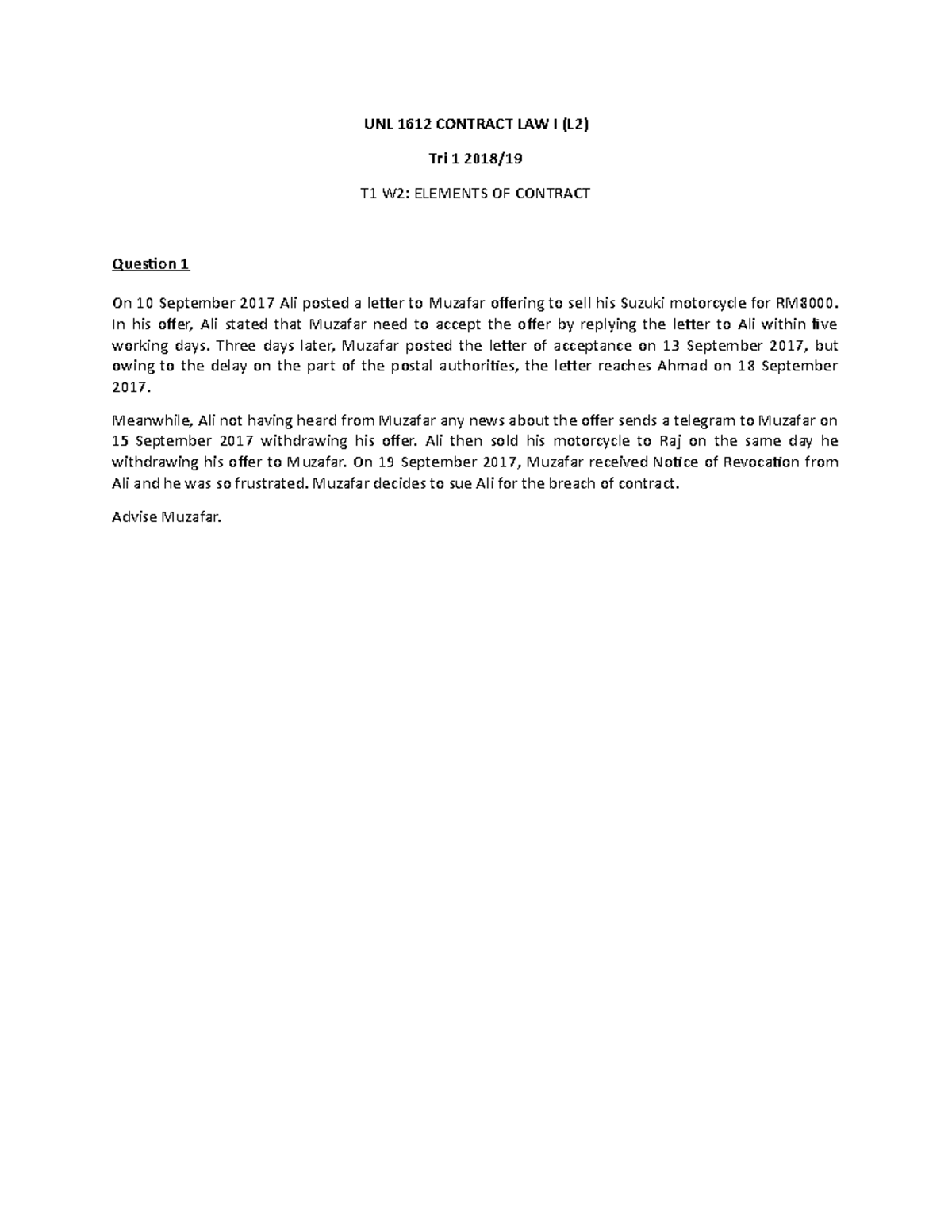 219117 T2 W3 - This tutorial questions are under the topic of “Acceptance” - UNL 1612 CONTRACT ...