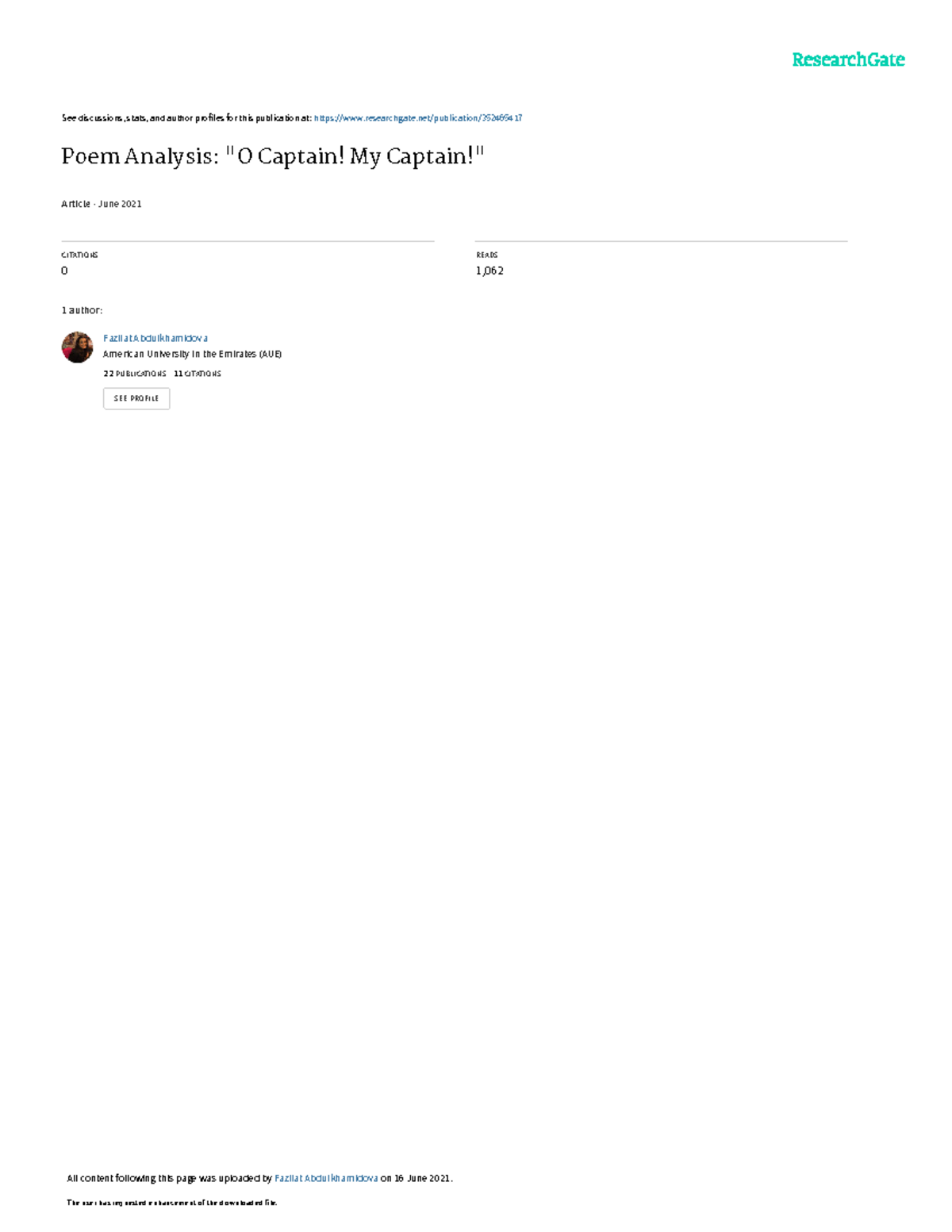 Poem Analysis OCaptain My Captain - See discussions, stats, and author ...